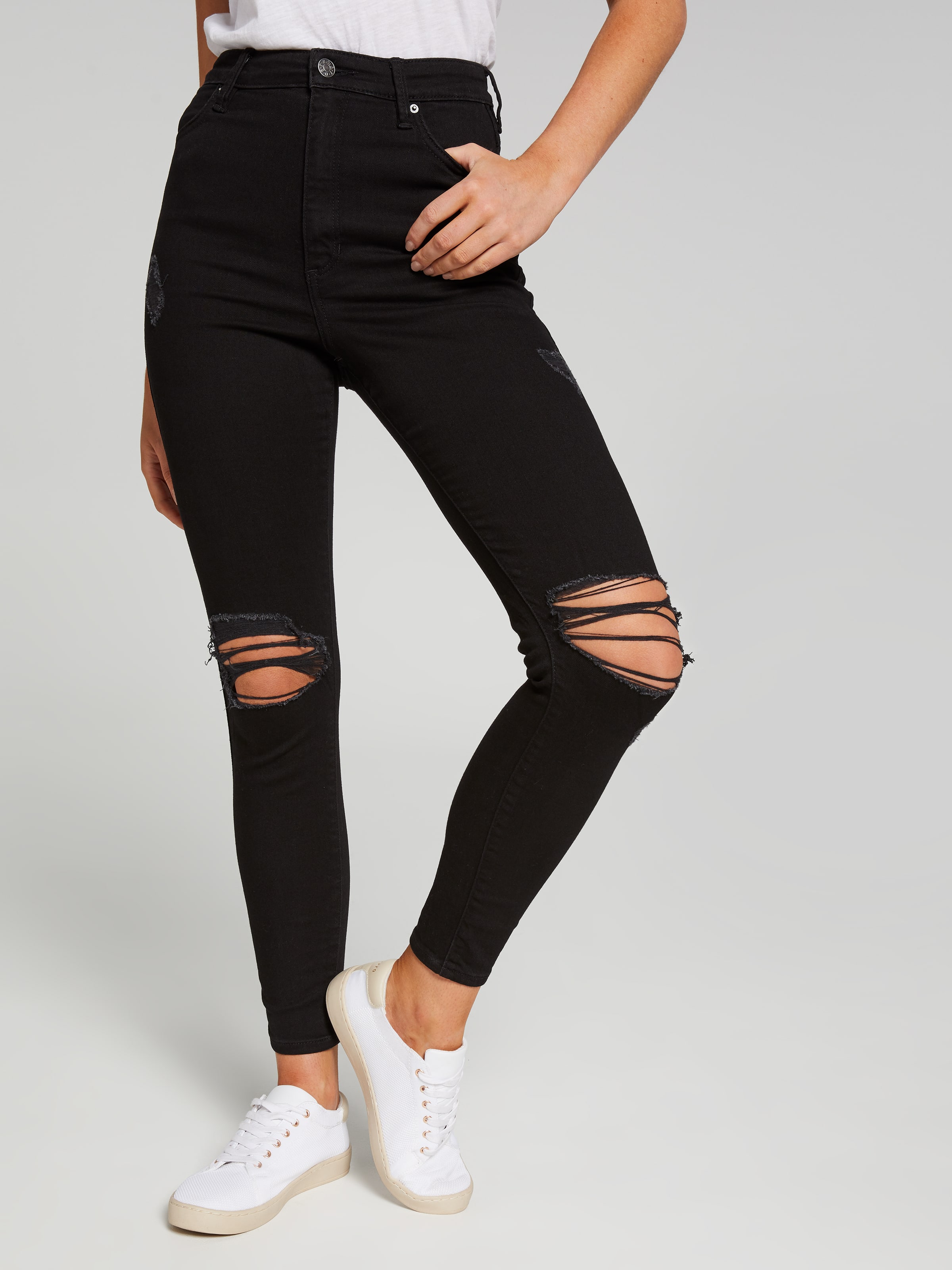 Hi Rider Ripped Jean In Torn Black - Just Jeans Online