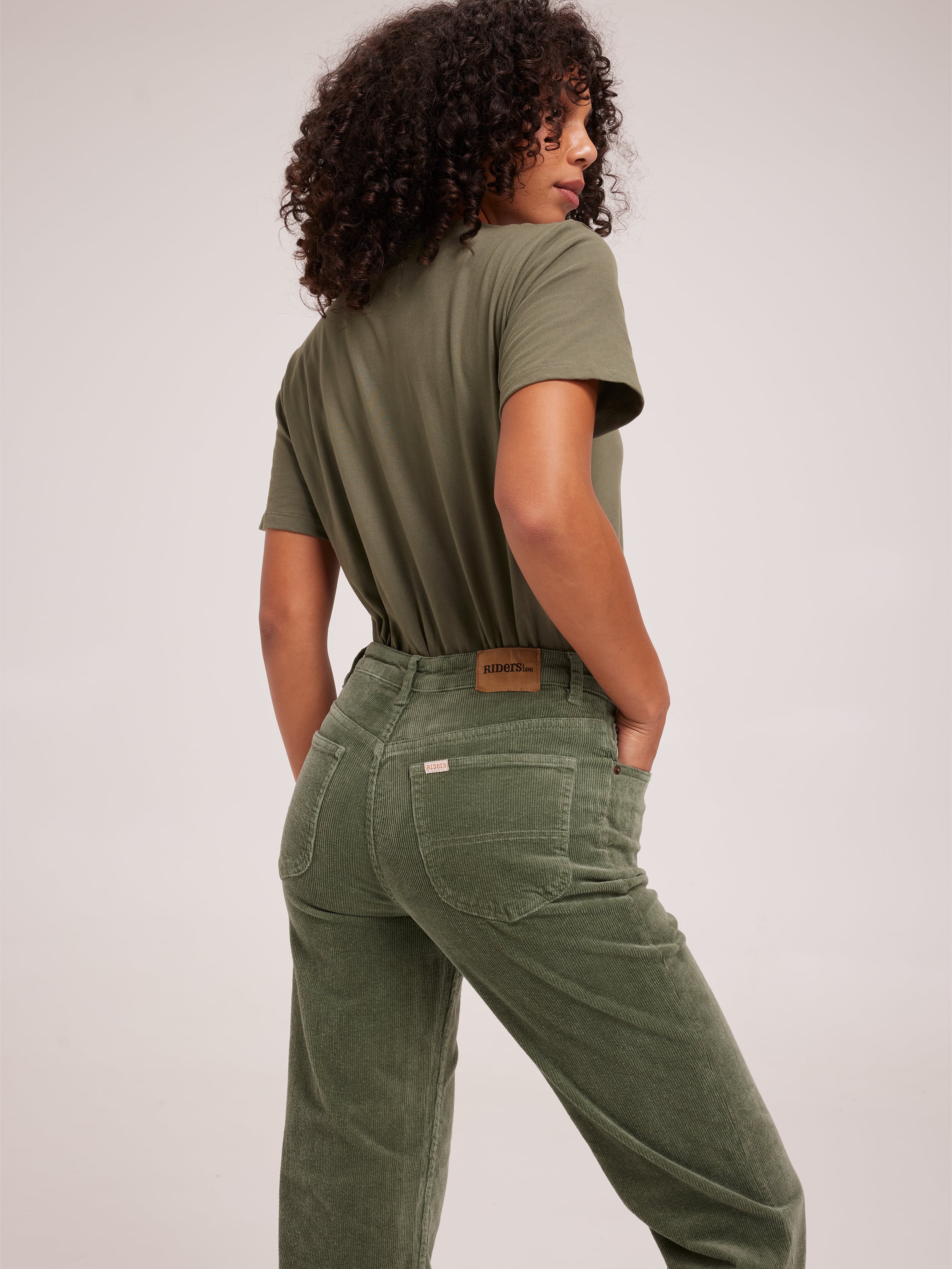Mid Vintage Bootcut Jean In Green Olive Cord - Just Jeans Online