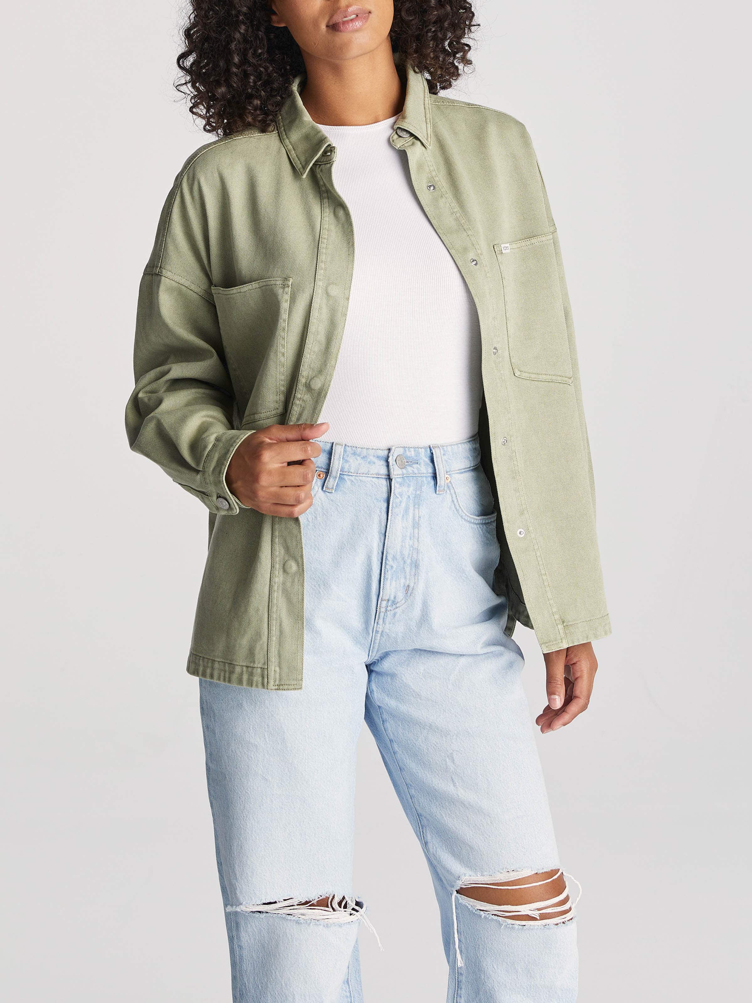 Denim Overshirt In Faded Thyme - Just Jeans Online