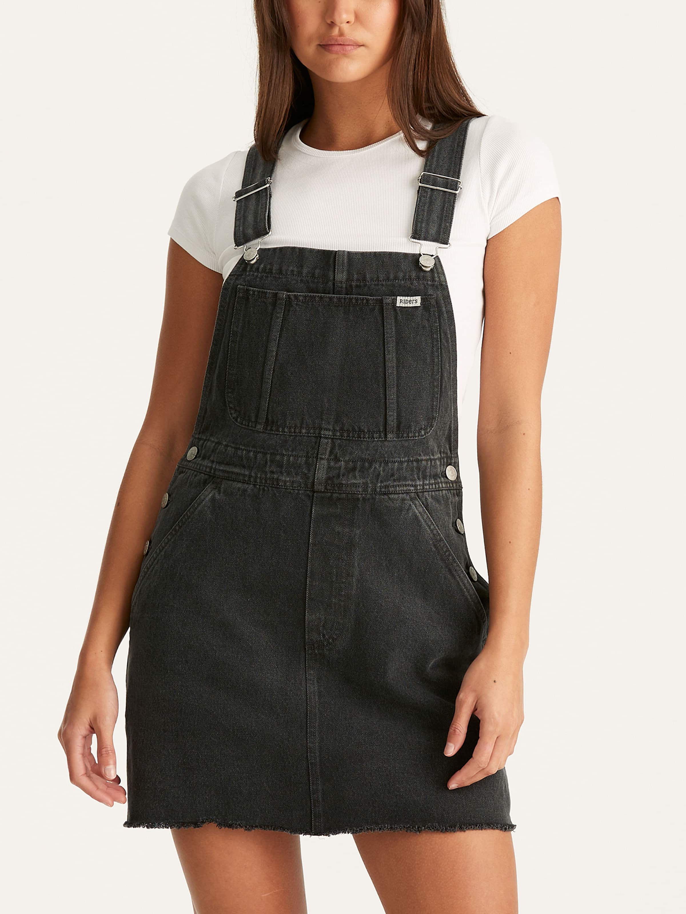 90S Dungaree Dress In Black Shadow - Just Jeans Online