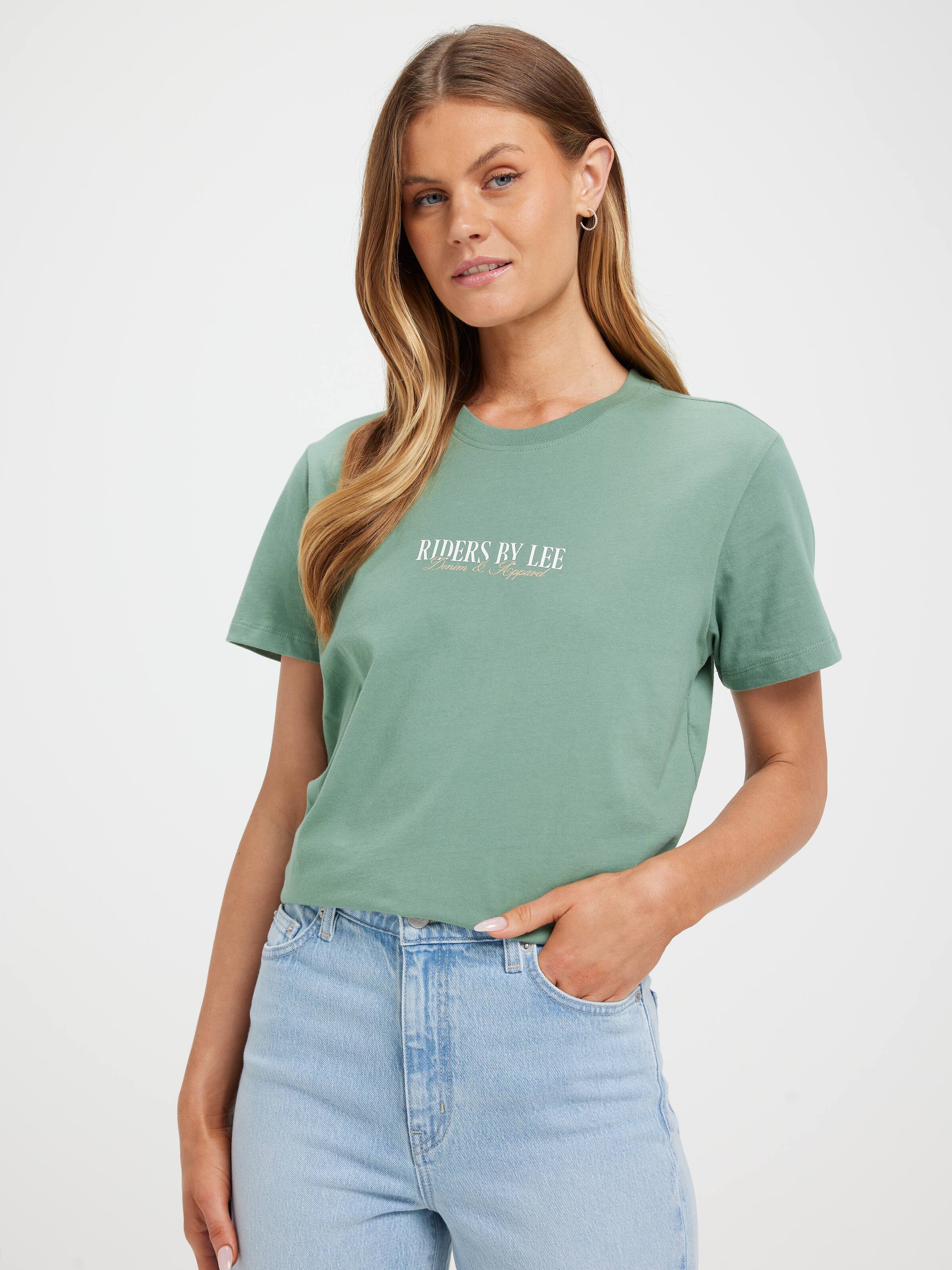 Relaxed Tee In Moss Green Green - Just Jeans Online