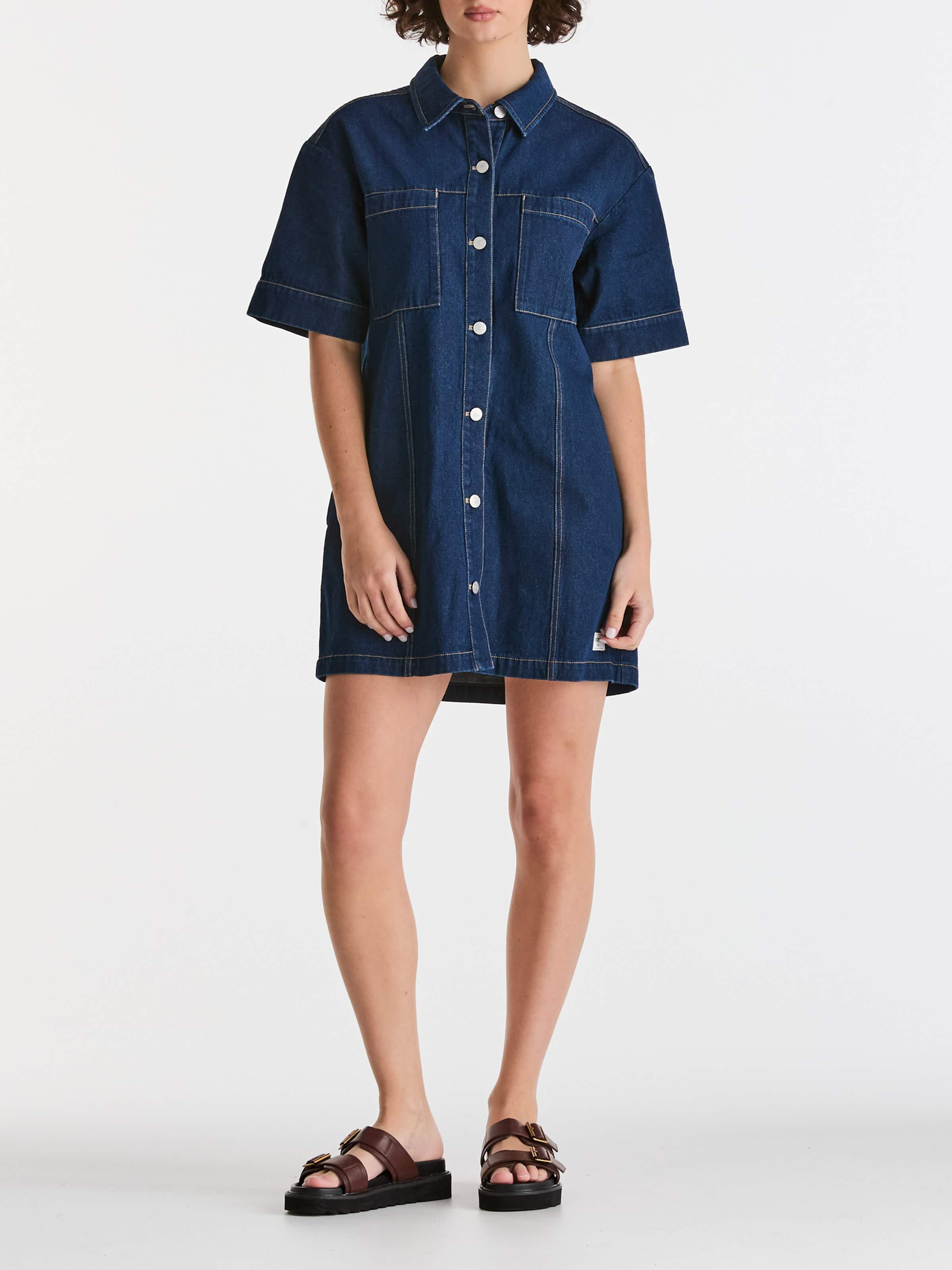 Denim Box Dress In Modern Rinse - Just Jeans Online