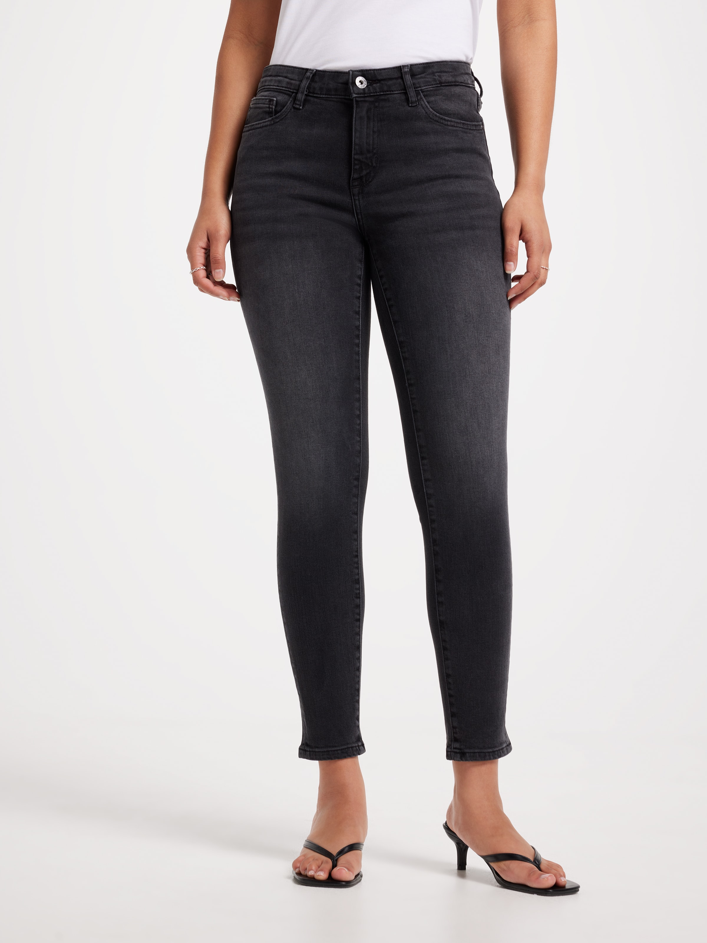 Jayden Mid Rise Skinny In Washed Black - Just Jeans Online