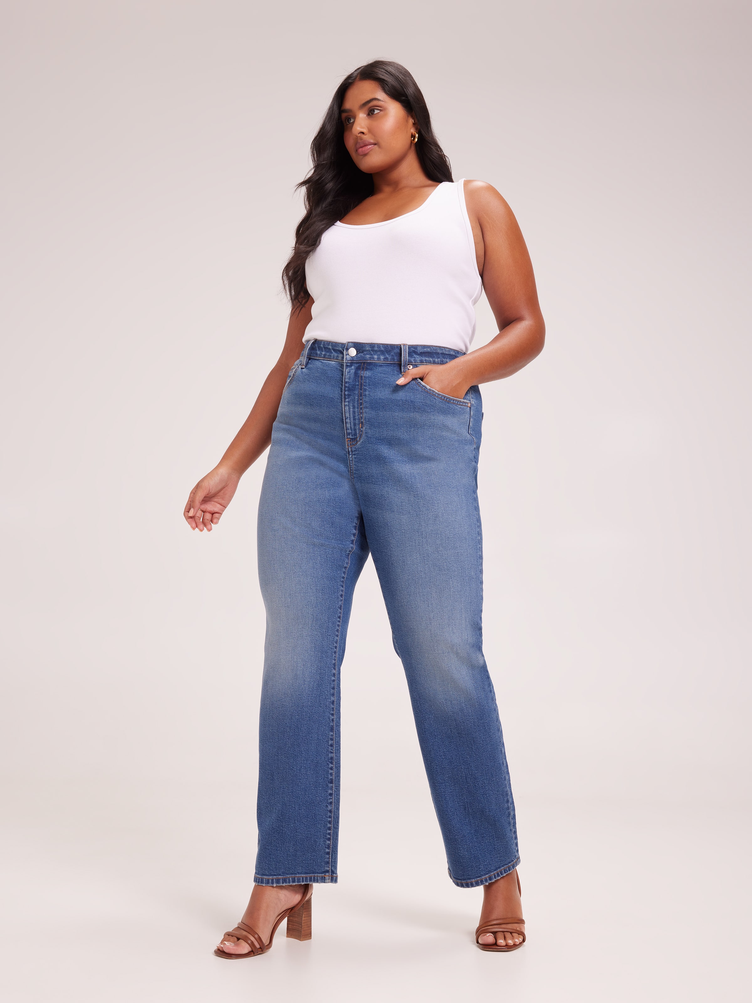 Curve Originals High Rise Straight Jean Seattle Blue - Just Jeans Online
