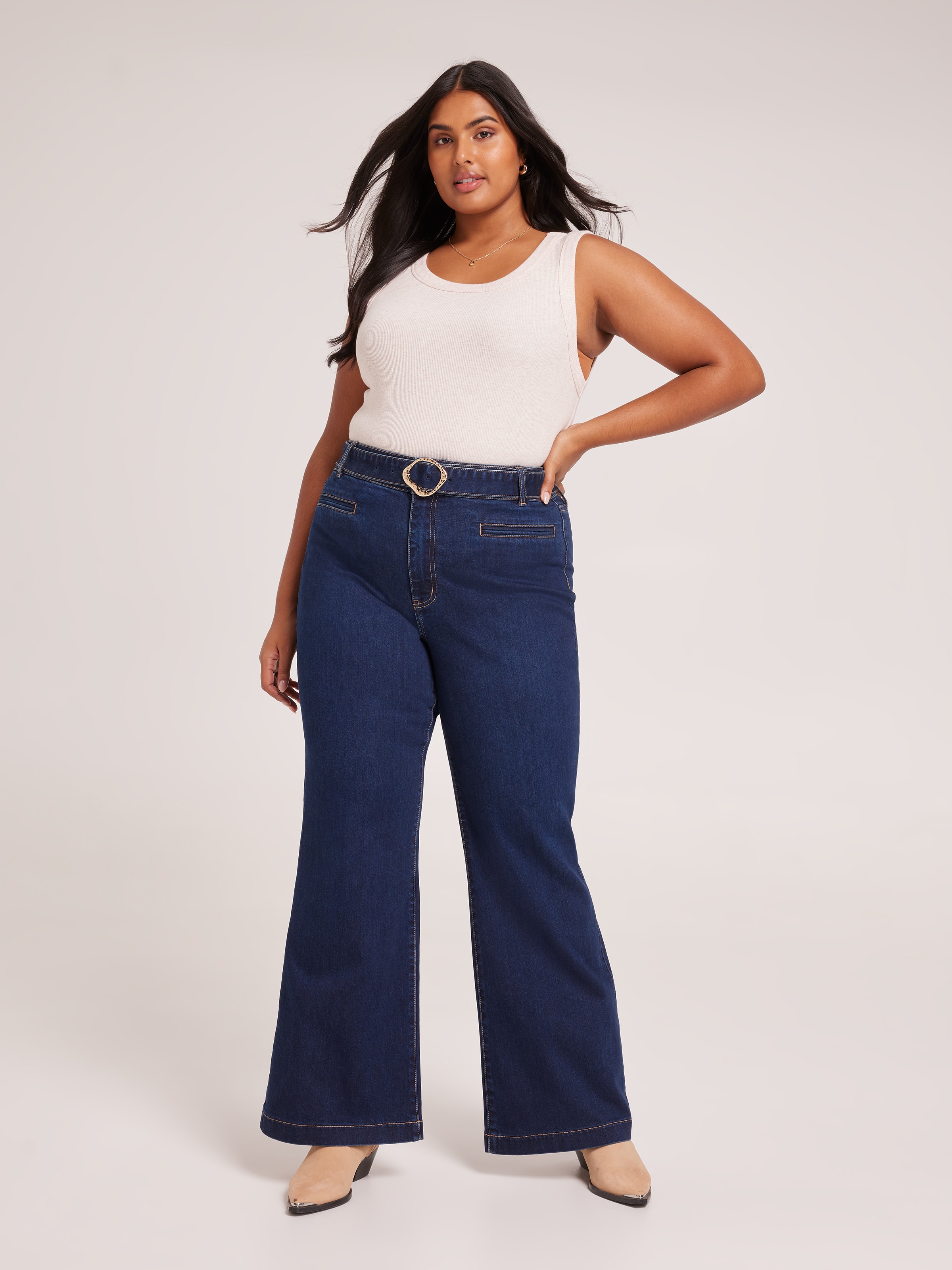Curve Super Belted High Rise Slim Wide Jean - Just Jeans Online