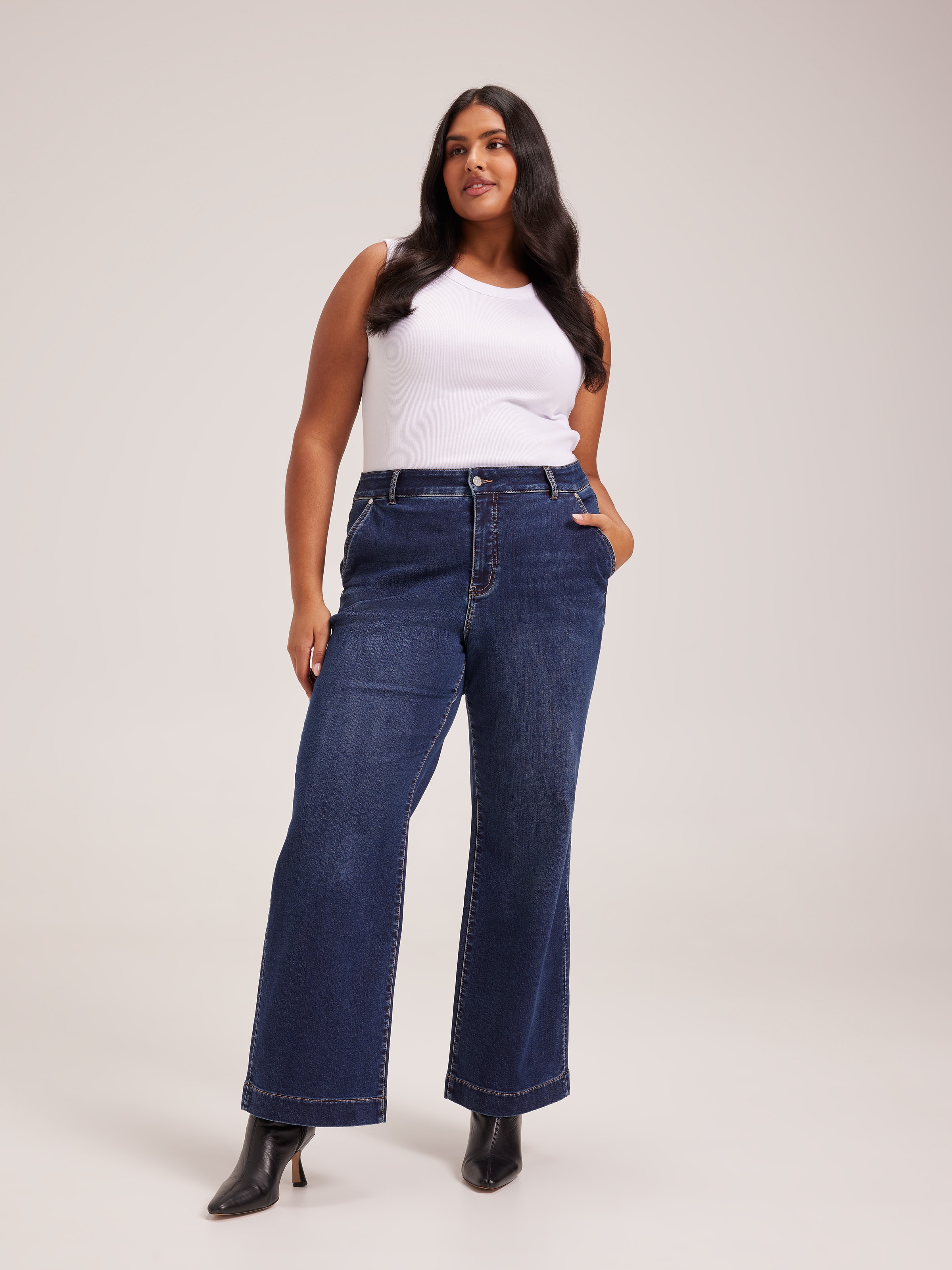 Curve Amaze High Rise Wide Leg Jean Dark Atlantic - Just Jeans Online