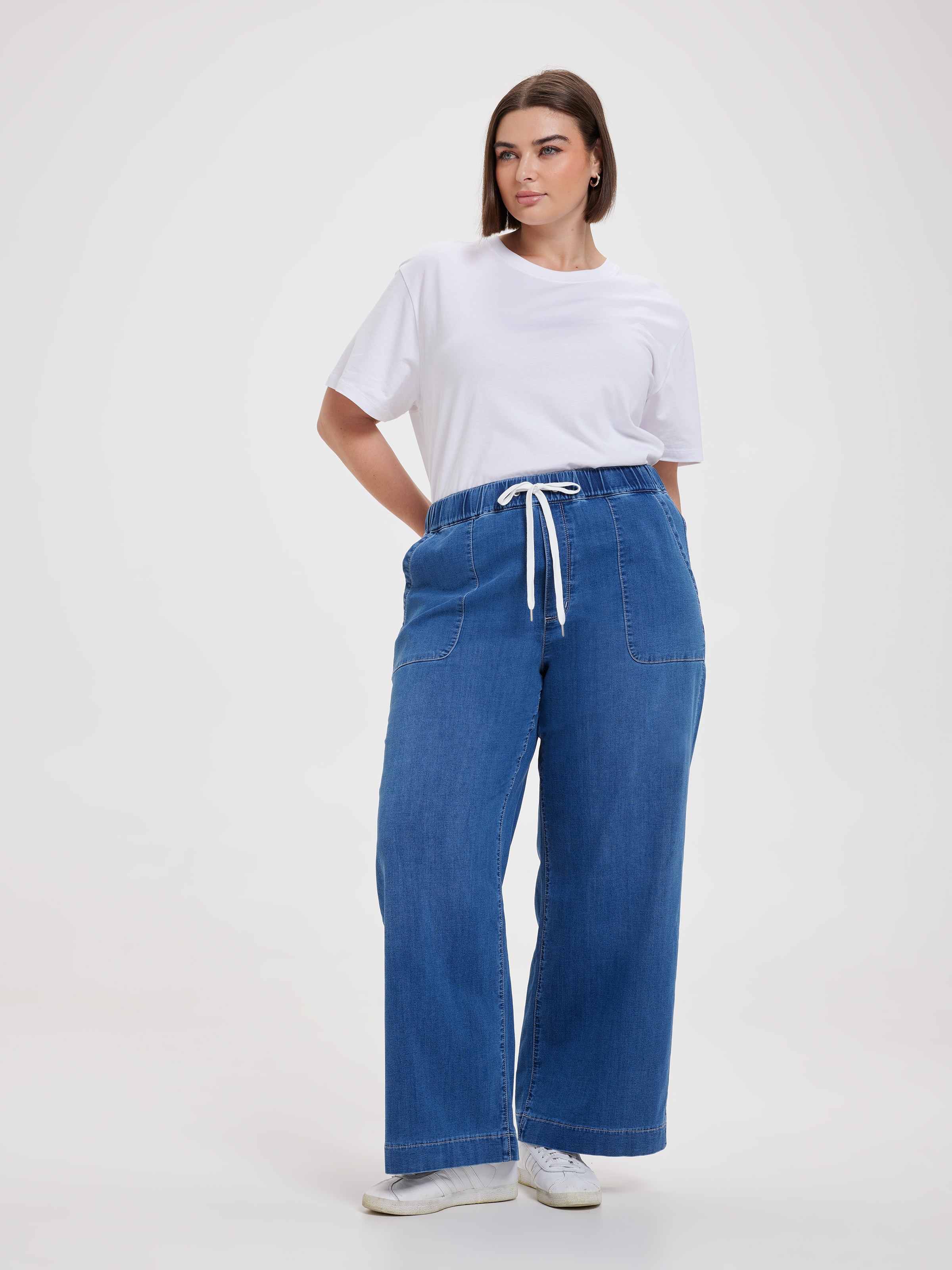Curve Amaze Wide Jog Pant Pacific - Just Jeans Online