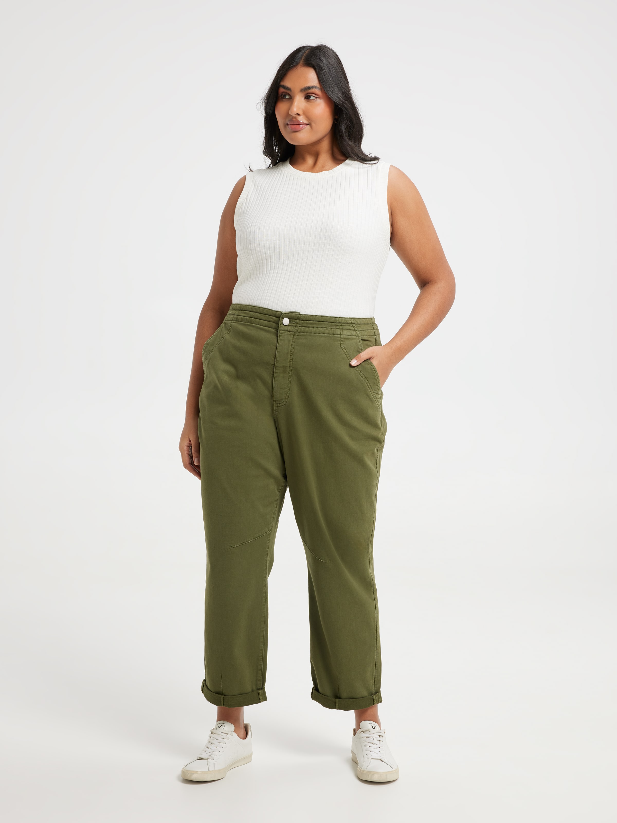 Curve Amaze Blake Utility Pant Hunter Green - Just Jeans Online