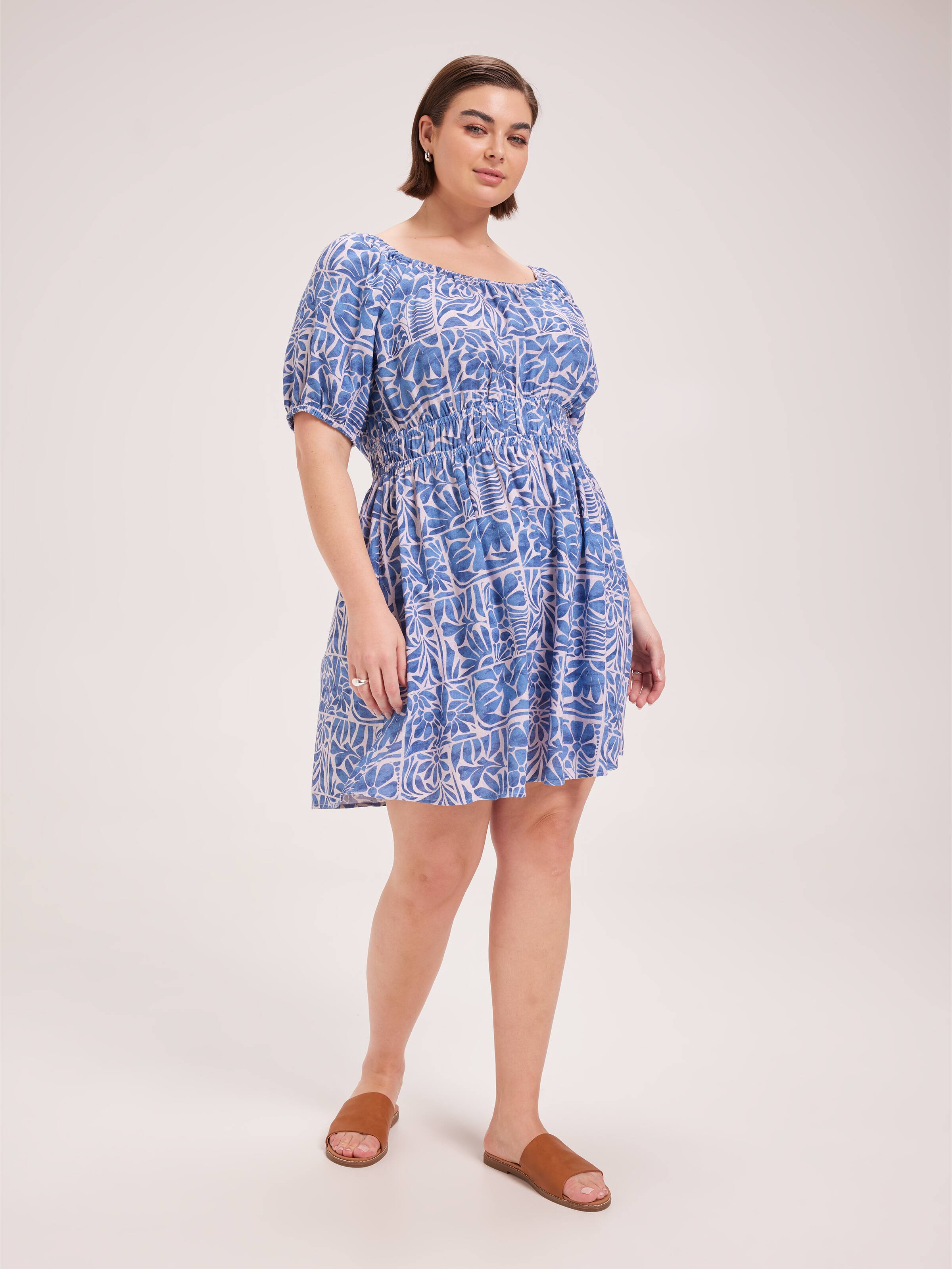 Curve Madelyn Shirred Dress - Just Jeans Online