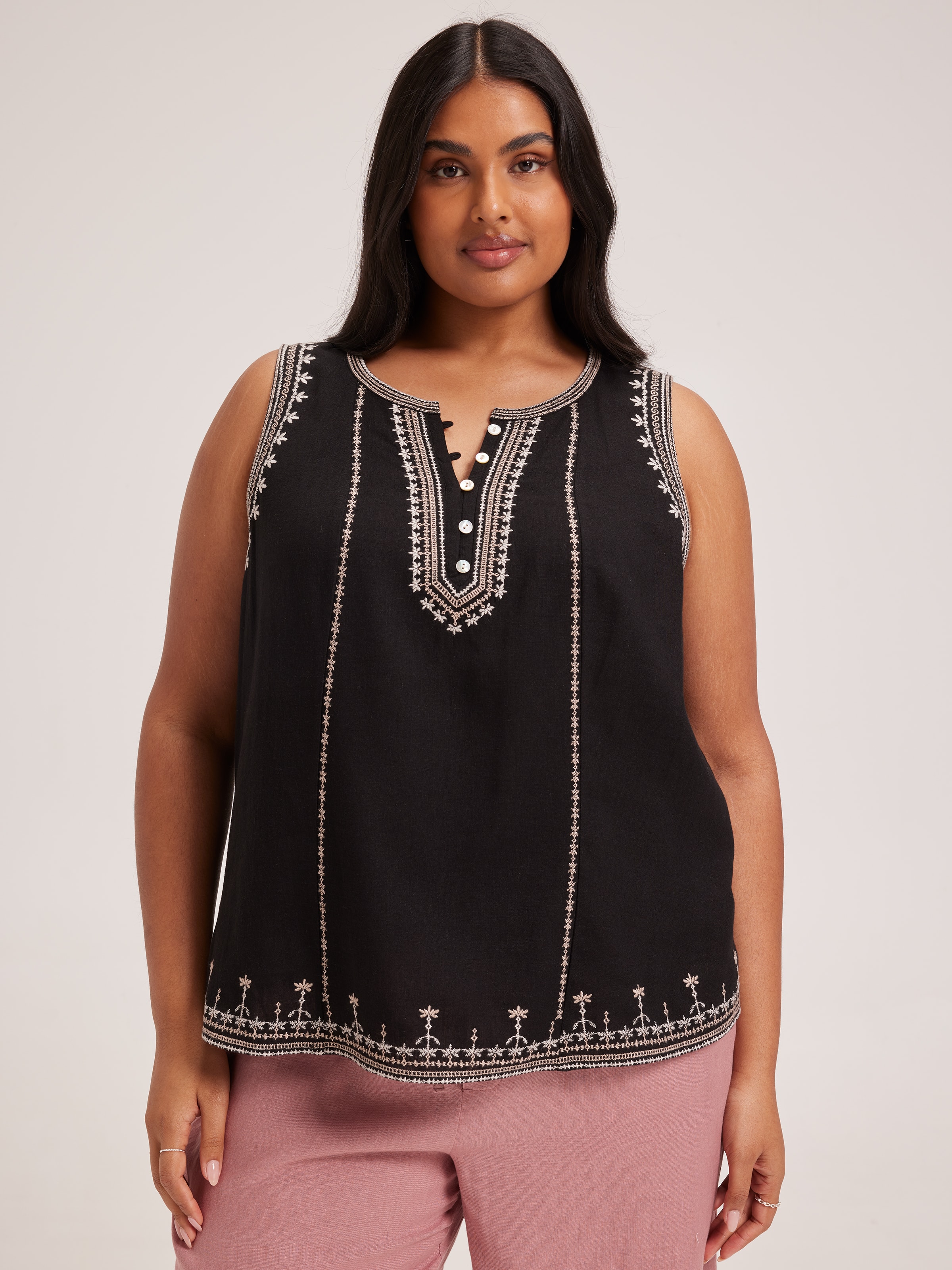 Curve Ariel Embroidered Tank - Just Jeans Online