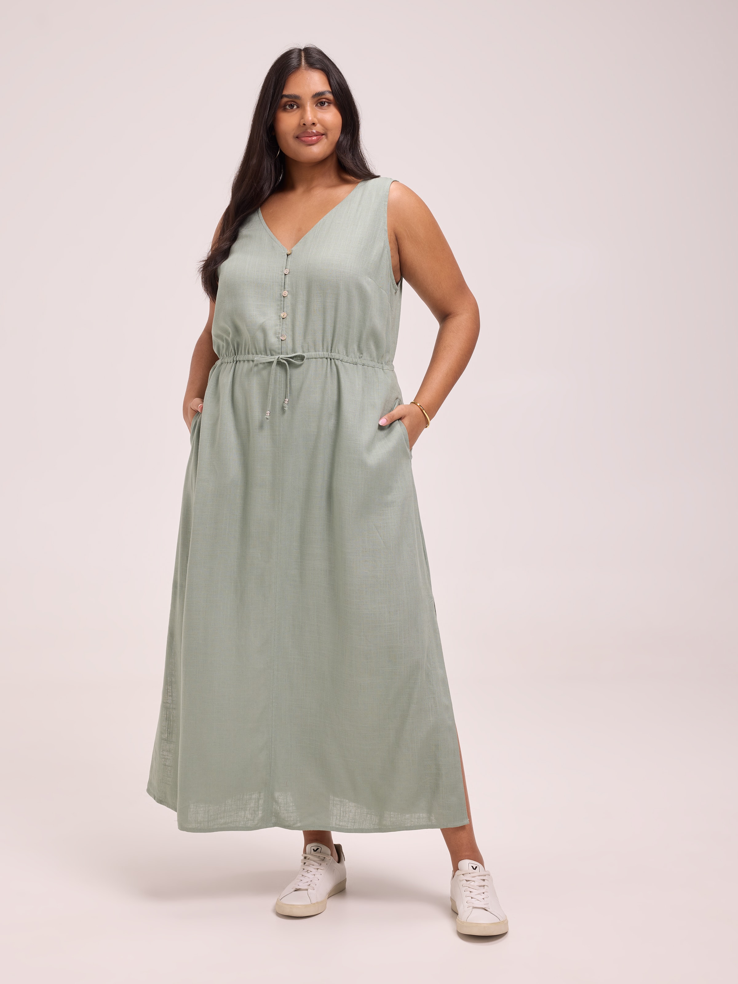 Curve Jade V-Neck Dress - Just Jeans Online