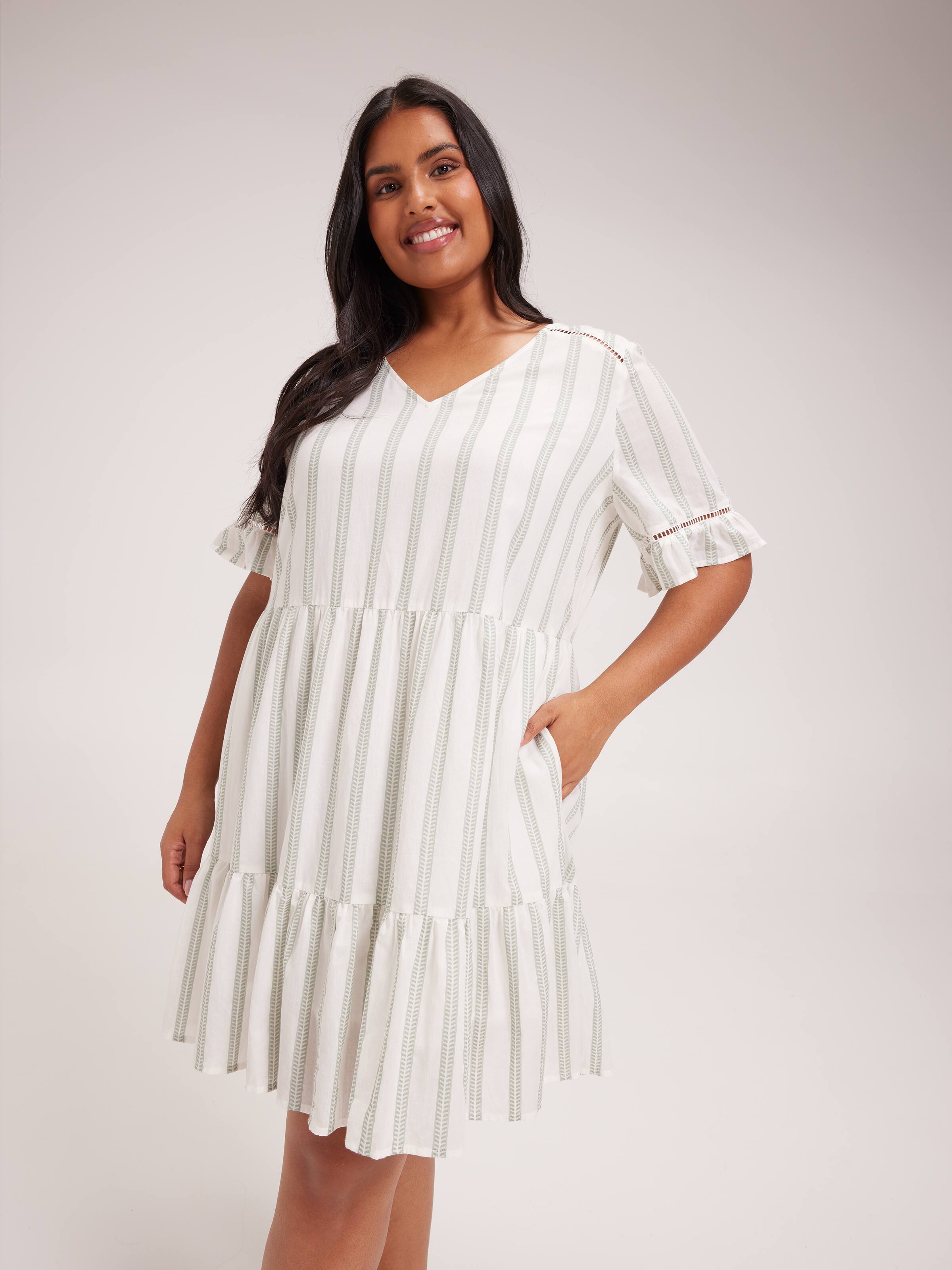 Curve Willow Flutter Sleeve Dress - Just Jeans Online