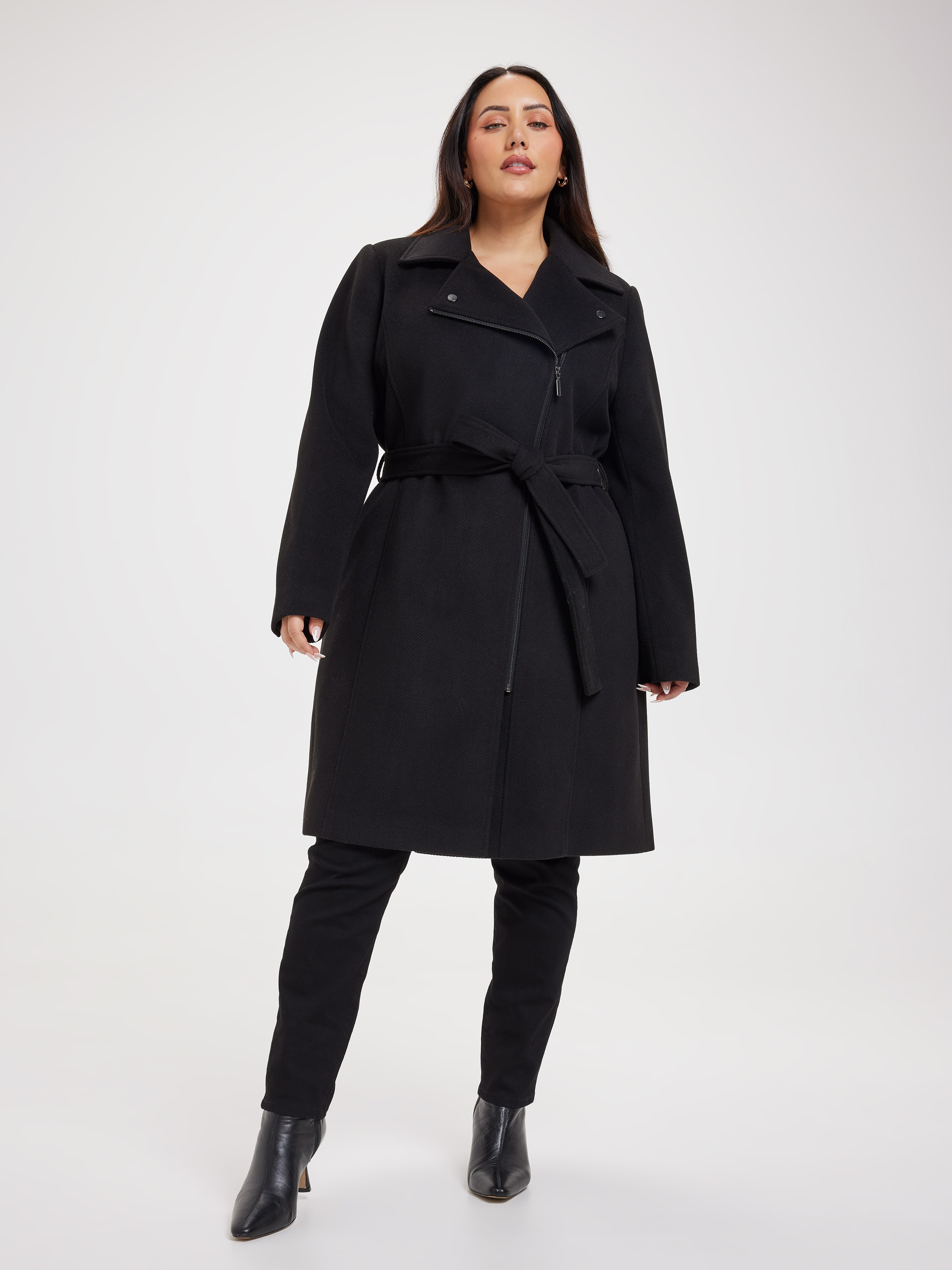 Curve Chloe Zip Wrap Coat - Just Jeans Online