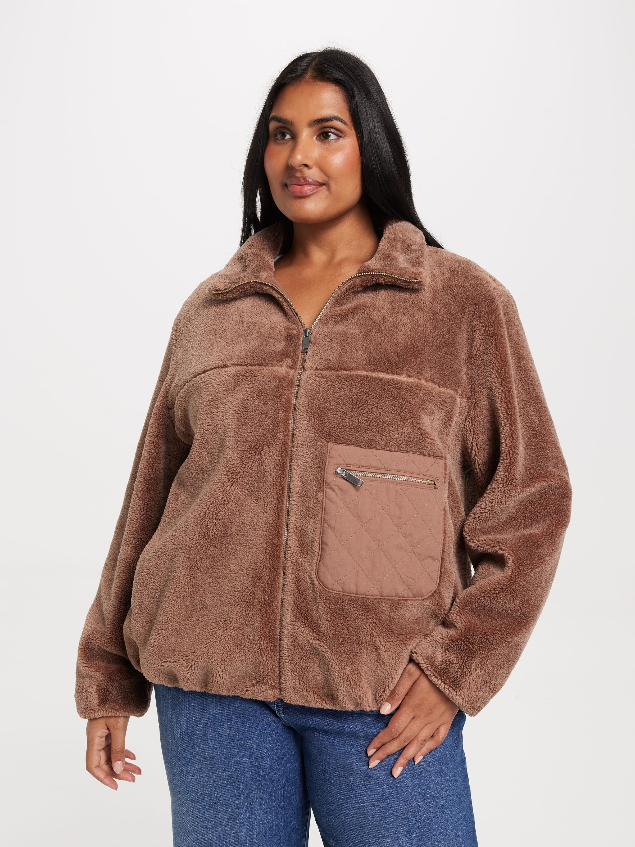 Curve Teddy Jacket Choc - Just Jeans Online