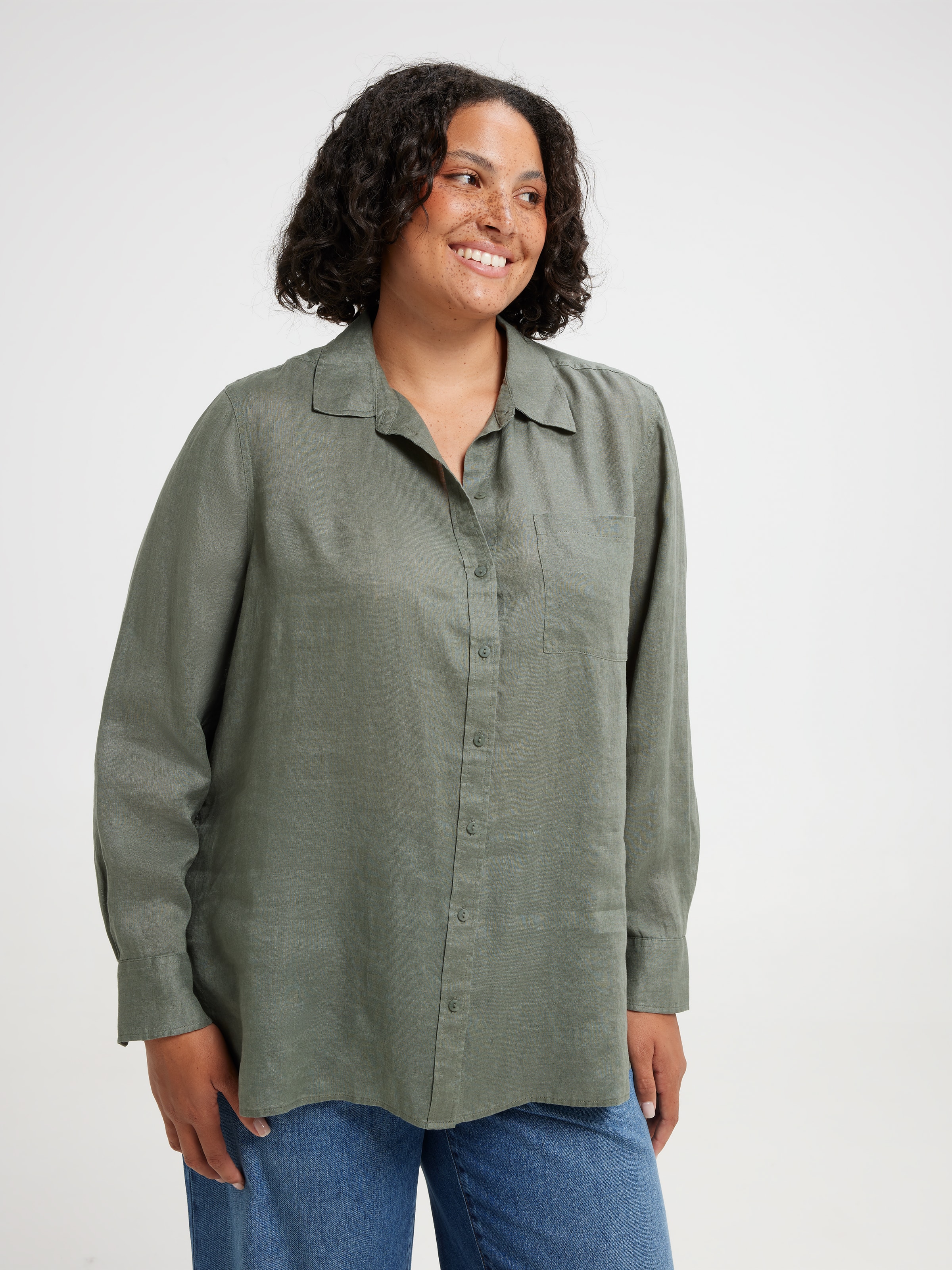 Curve Marlow Linen Shirt - Just Jeans Online