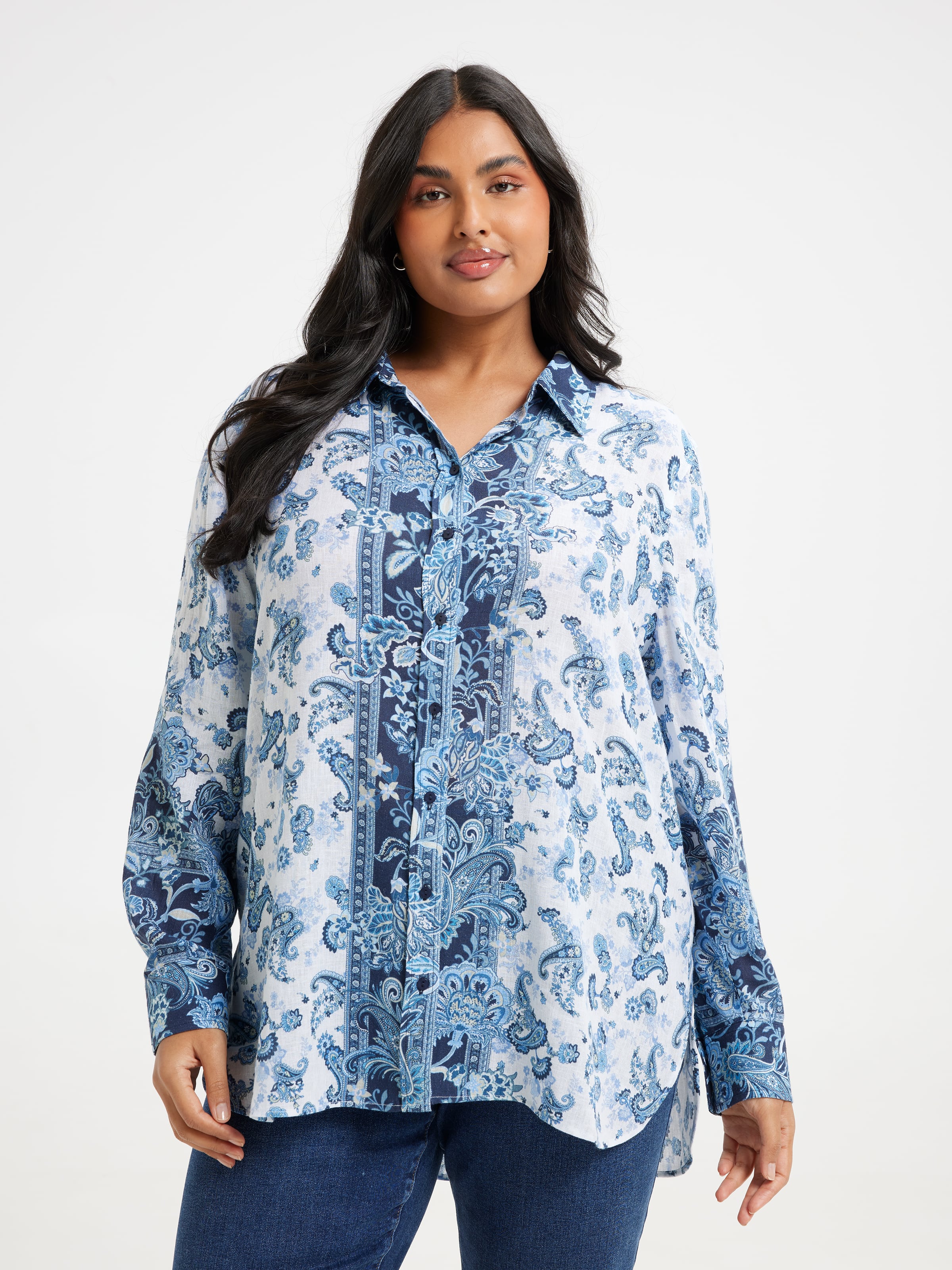 Curve Marlow Linen Shirt - Just Jeans Online