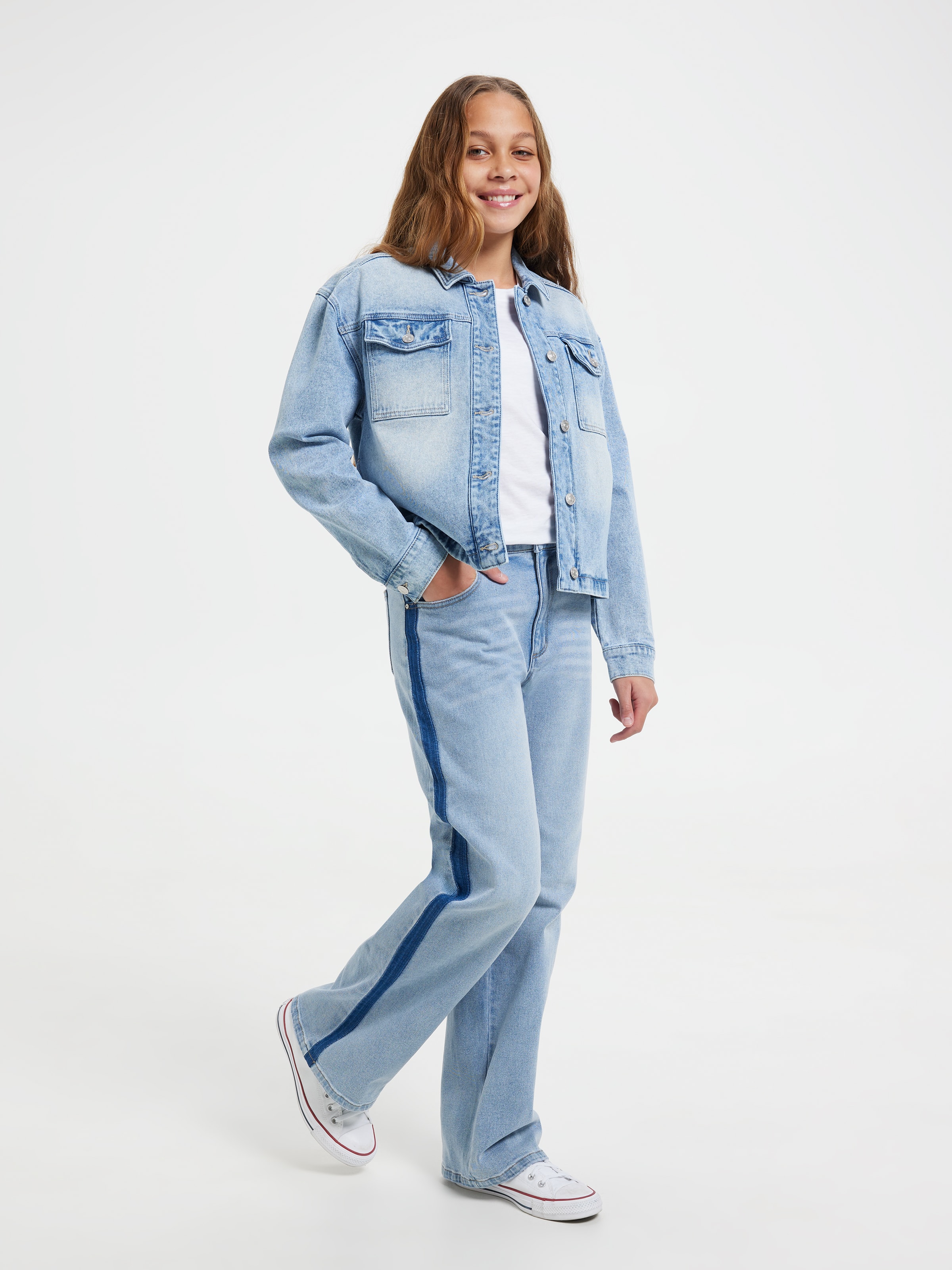 Girls Violet Denim Stripe Jean - Just Jeans Online