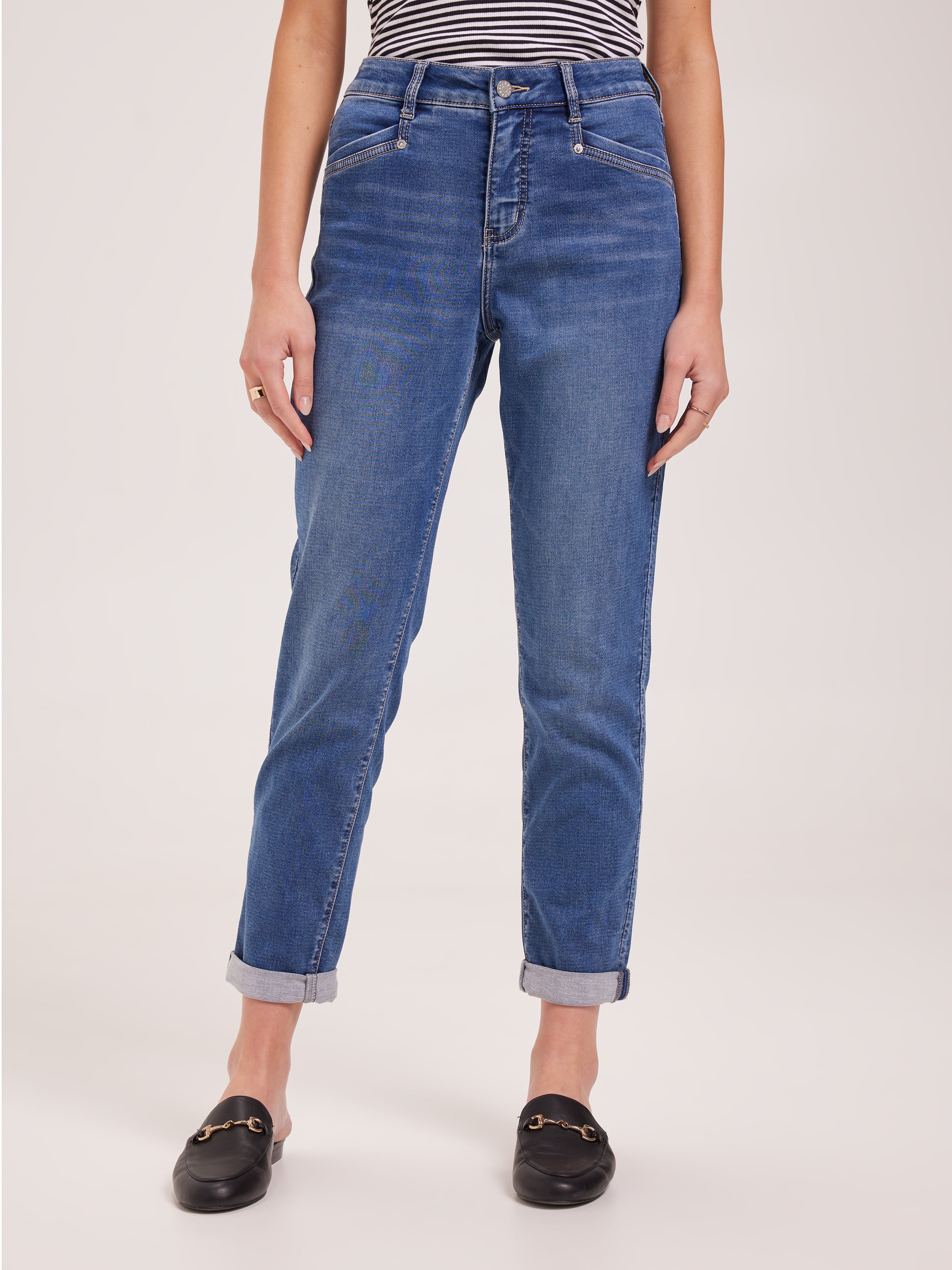 Amaze High Rise Boyfriend Jean Aged Indigo - Just Jeans Online