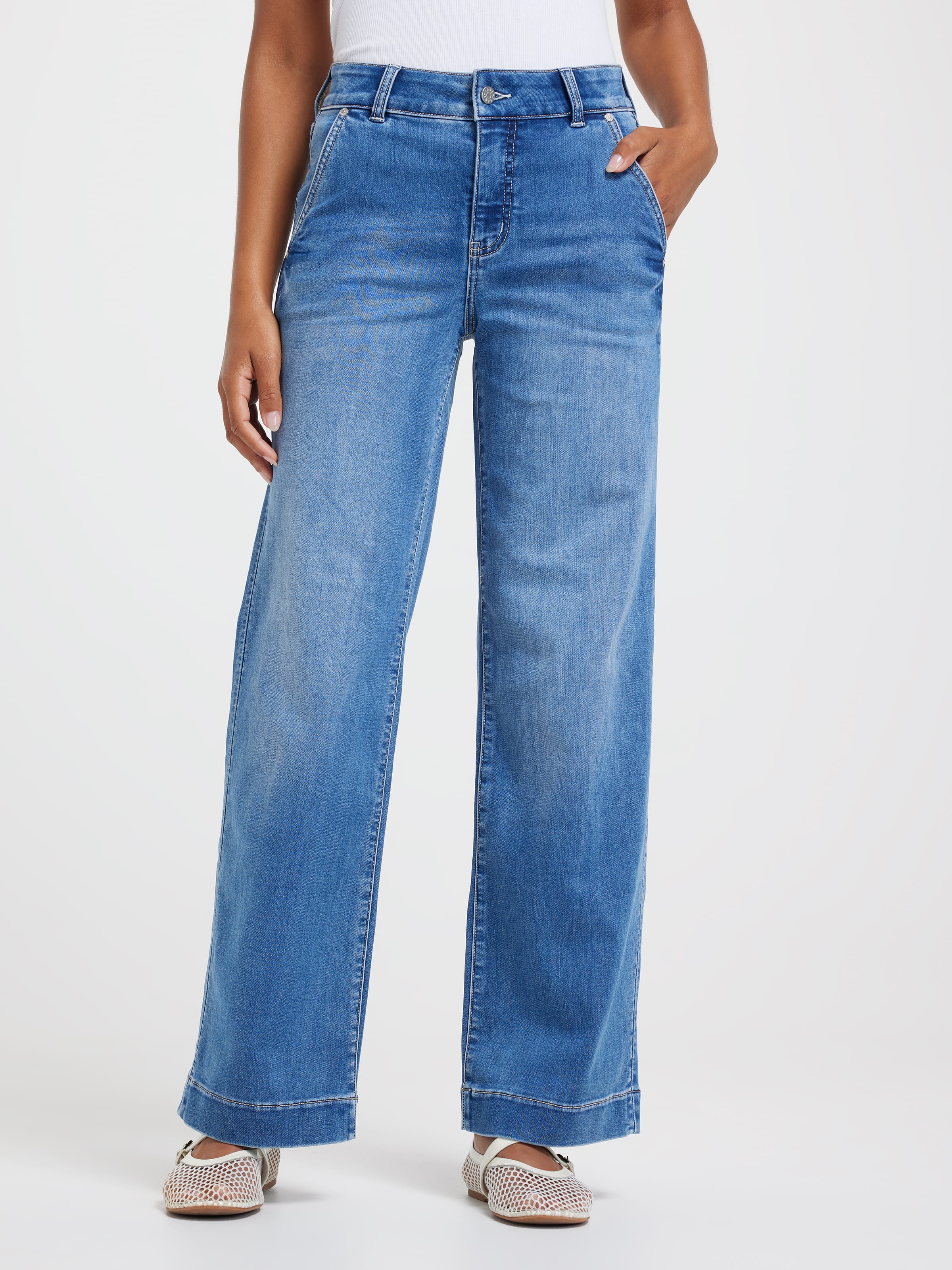 Amaze High Rise Wide Leg Jean Jagger Blue - Just Jeans Online
