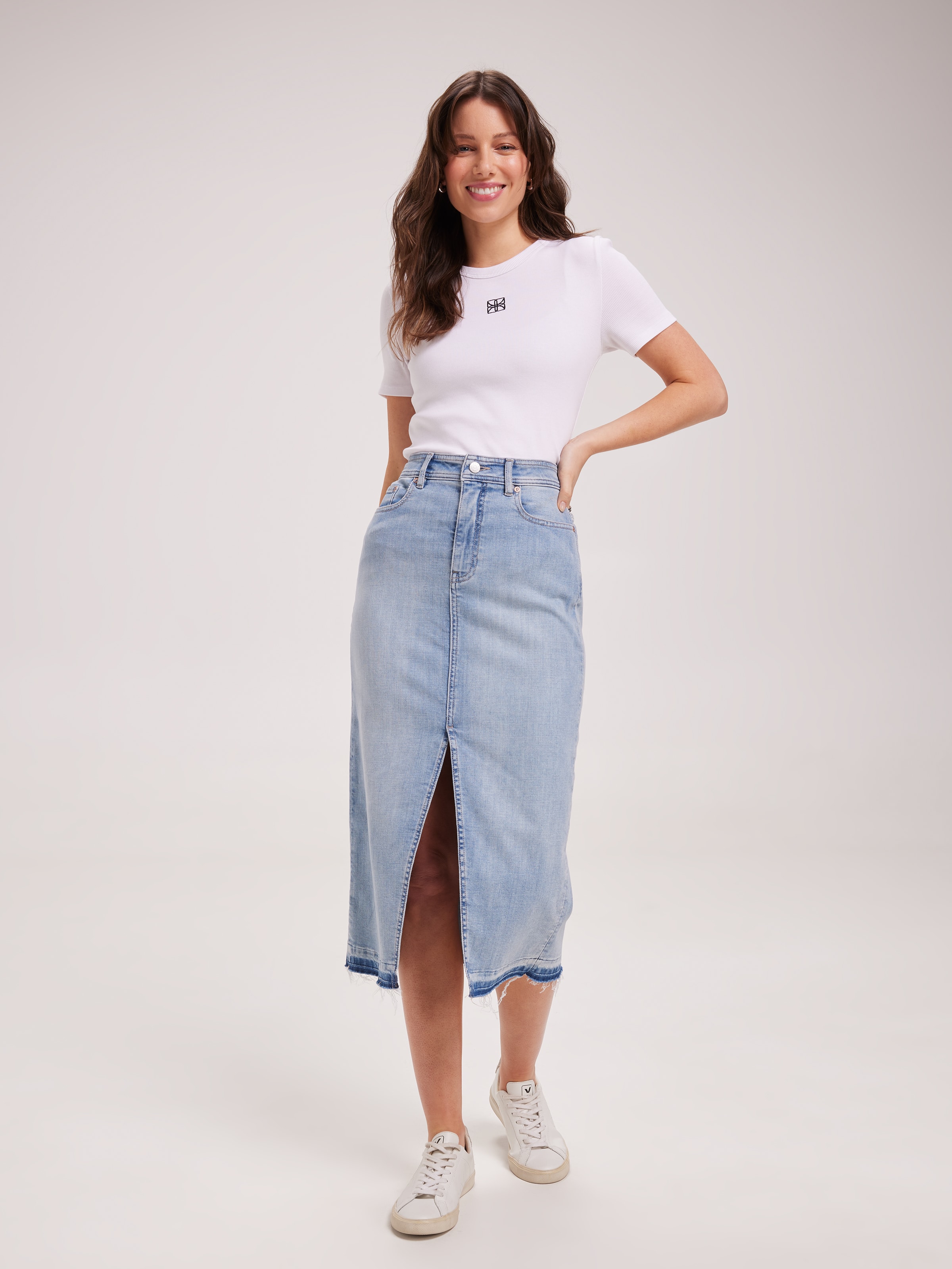 Originals Eliza Midi Skirt Light Cali Blue - Just Jeans Online