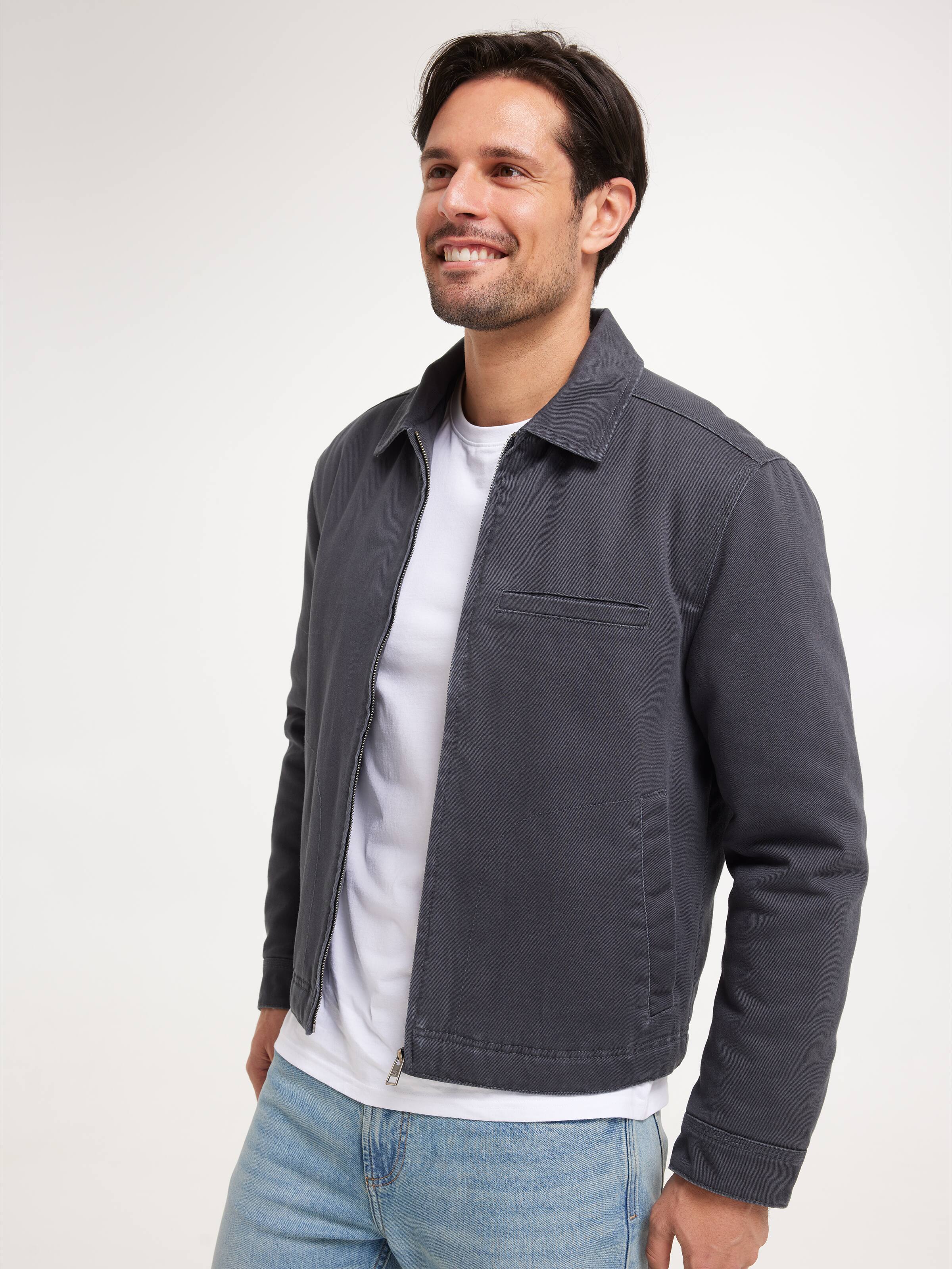 Lewis Cotton Crop Jacket Slate - Just Jeans Online