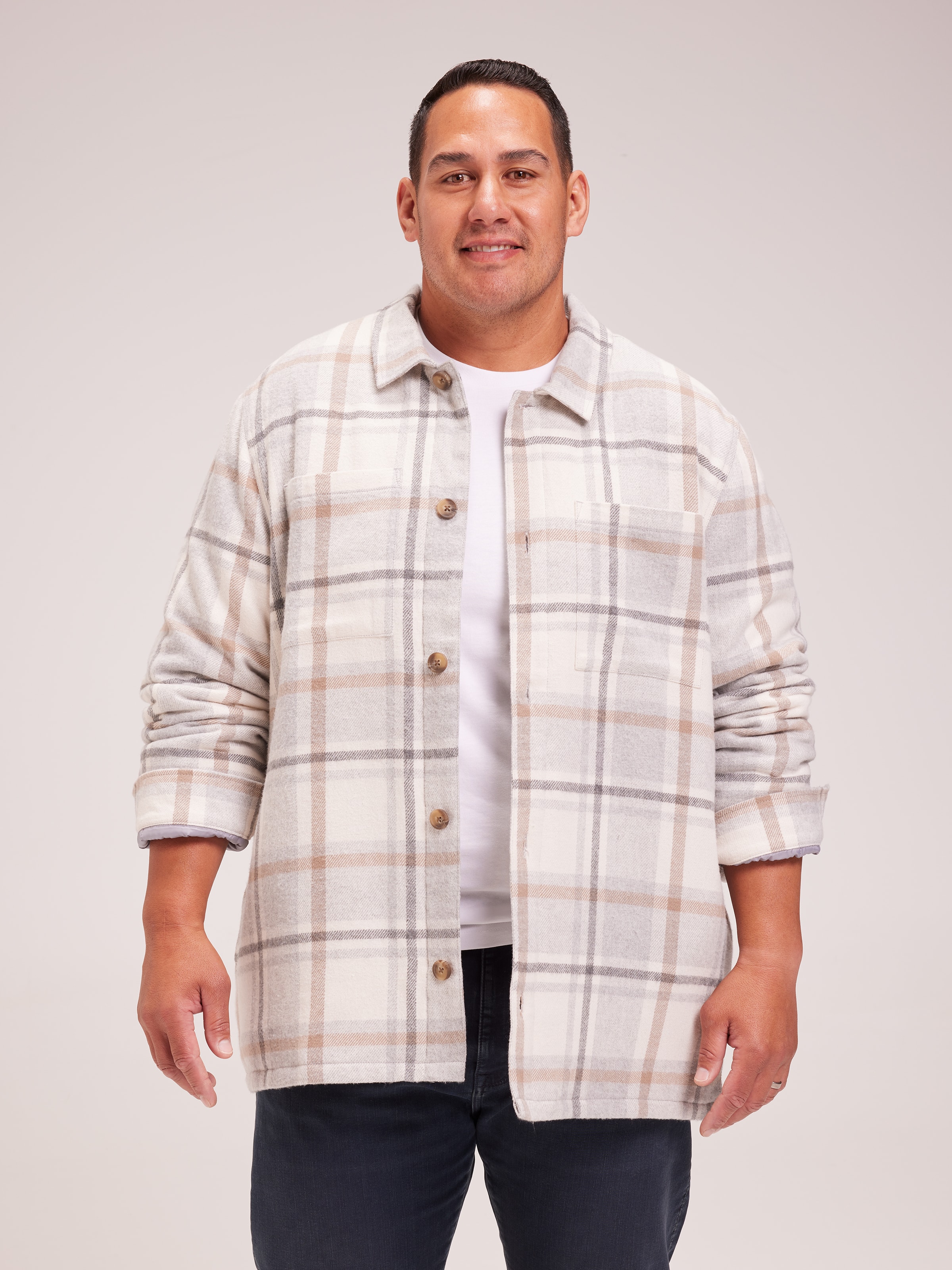 Extended Harley Shacket Ecru Check - Just Jeans Online