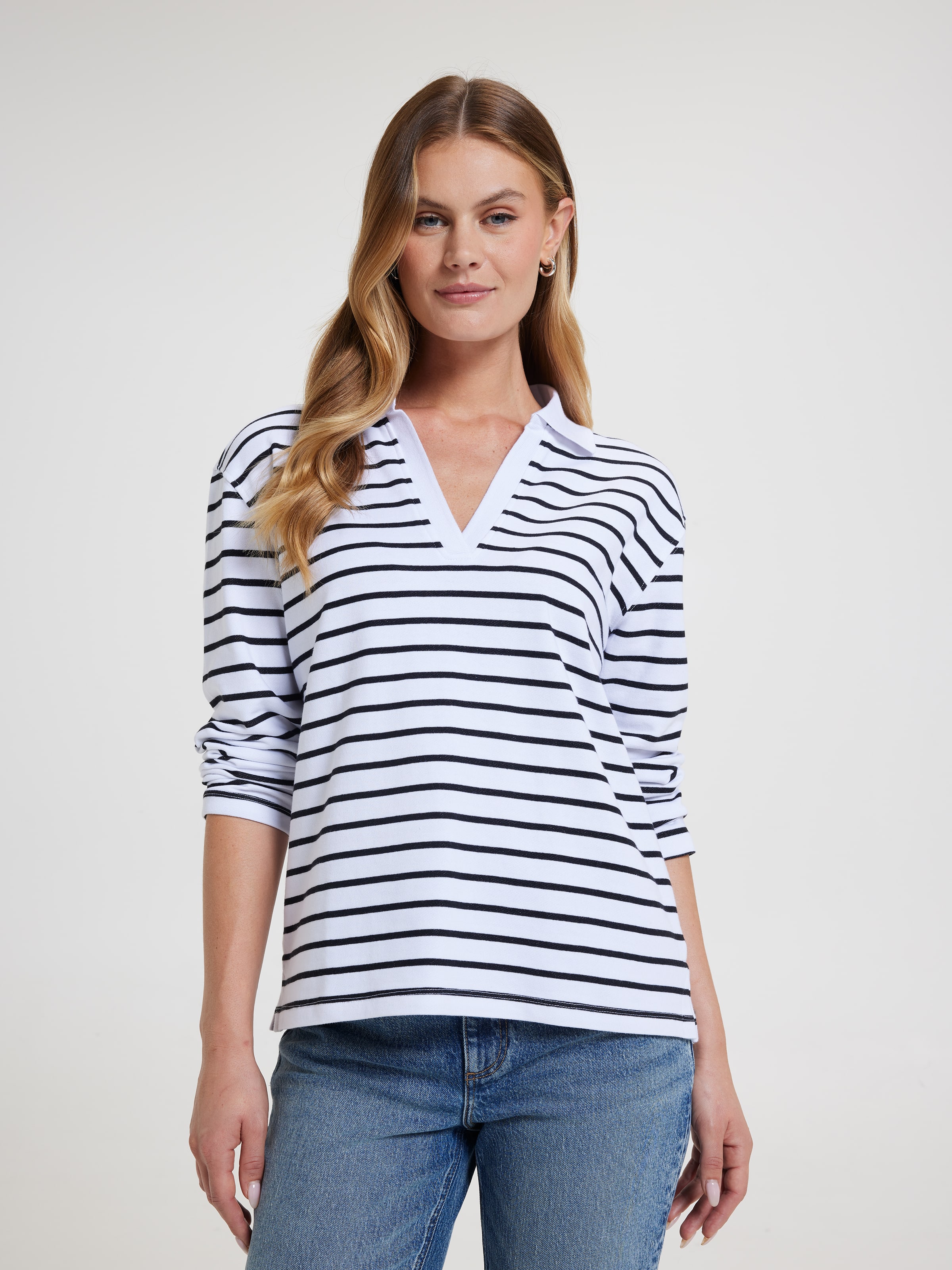 Jessi Long Sleeve Rugby Top - Just Jeans Online