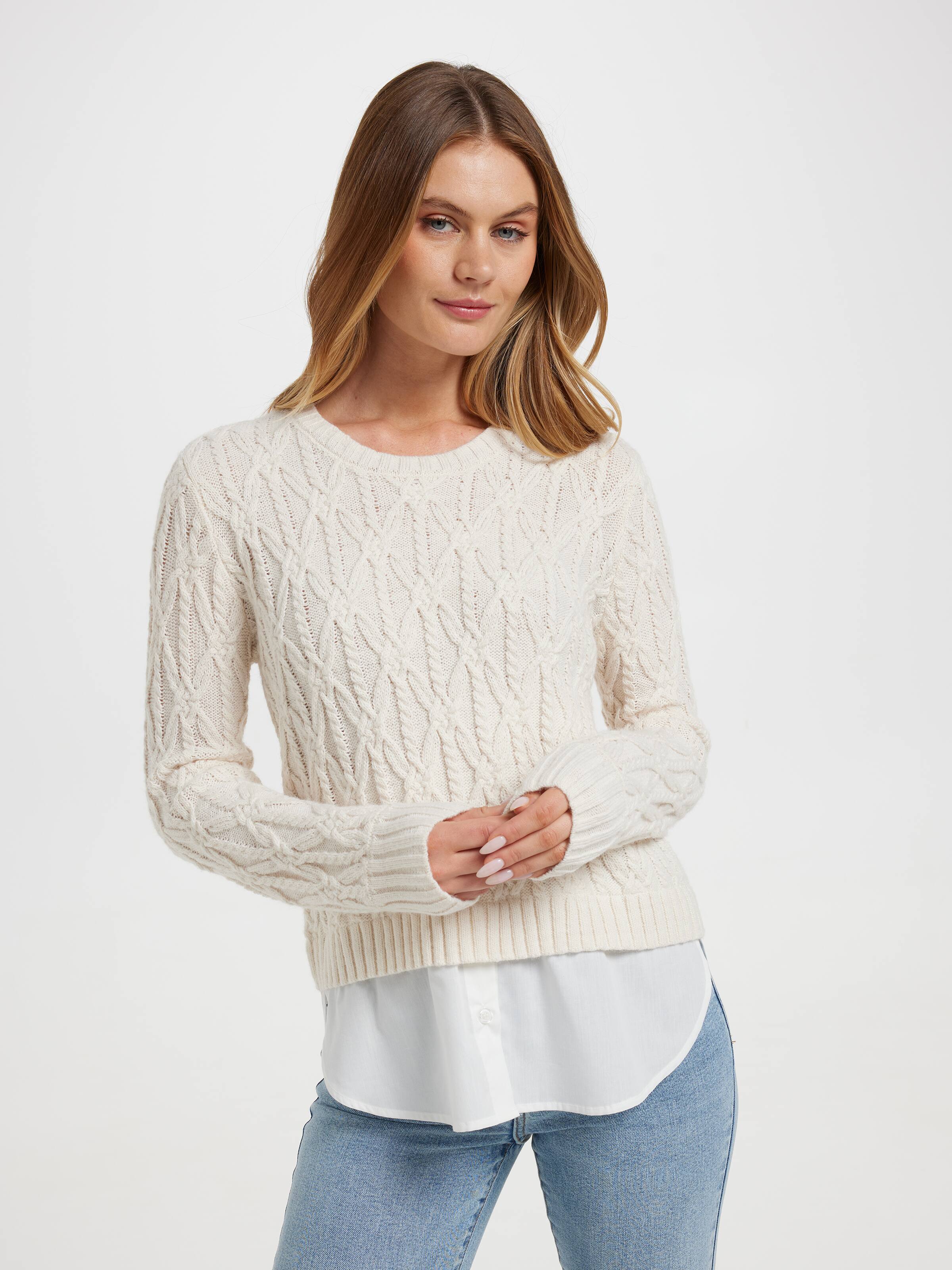Demi Cable Half Shirt Pullover - Just Jeans Online