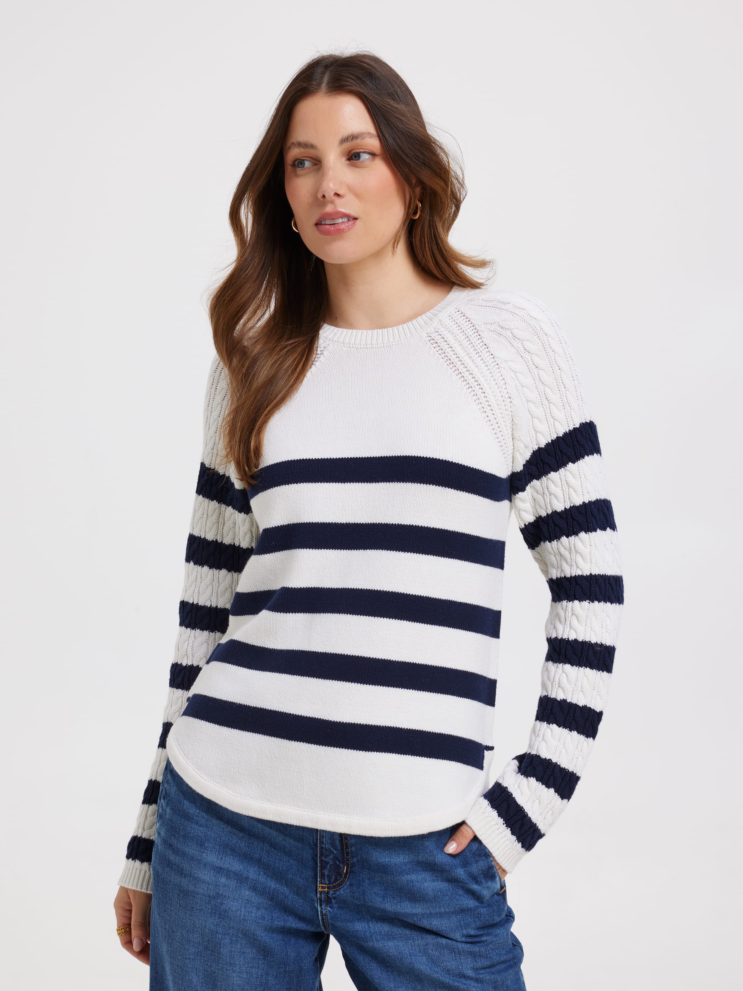 Eva Cable Shoulder Pullover - Just Jeans Online