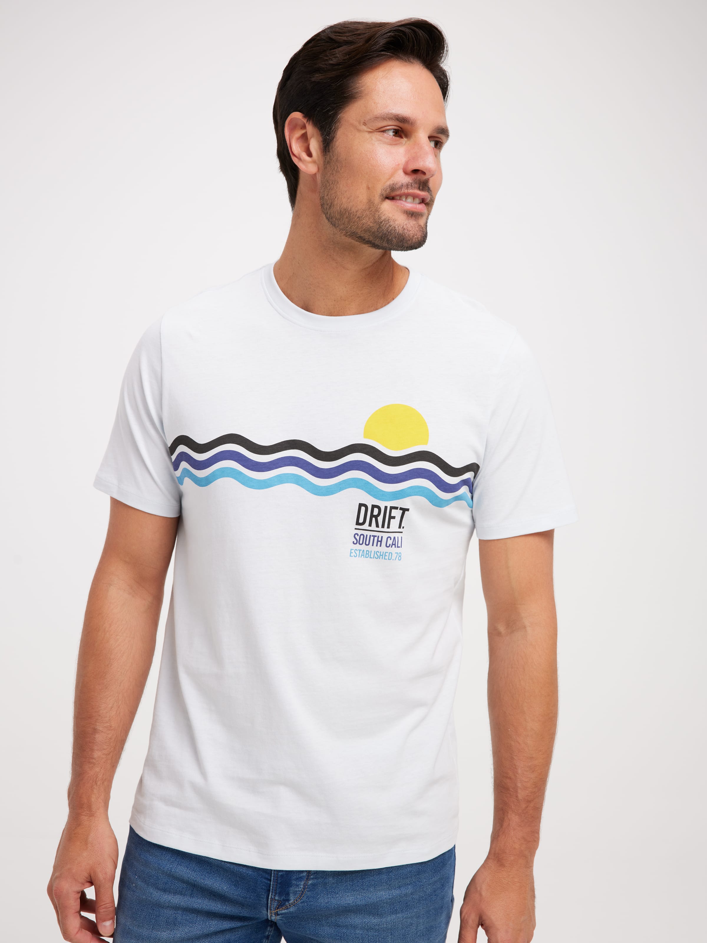 Short Sleeve Chest Stripe Graphic Tee - Just Jeans Online