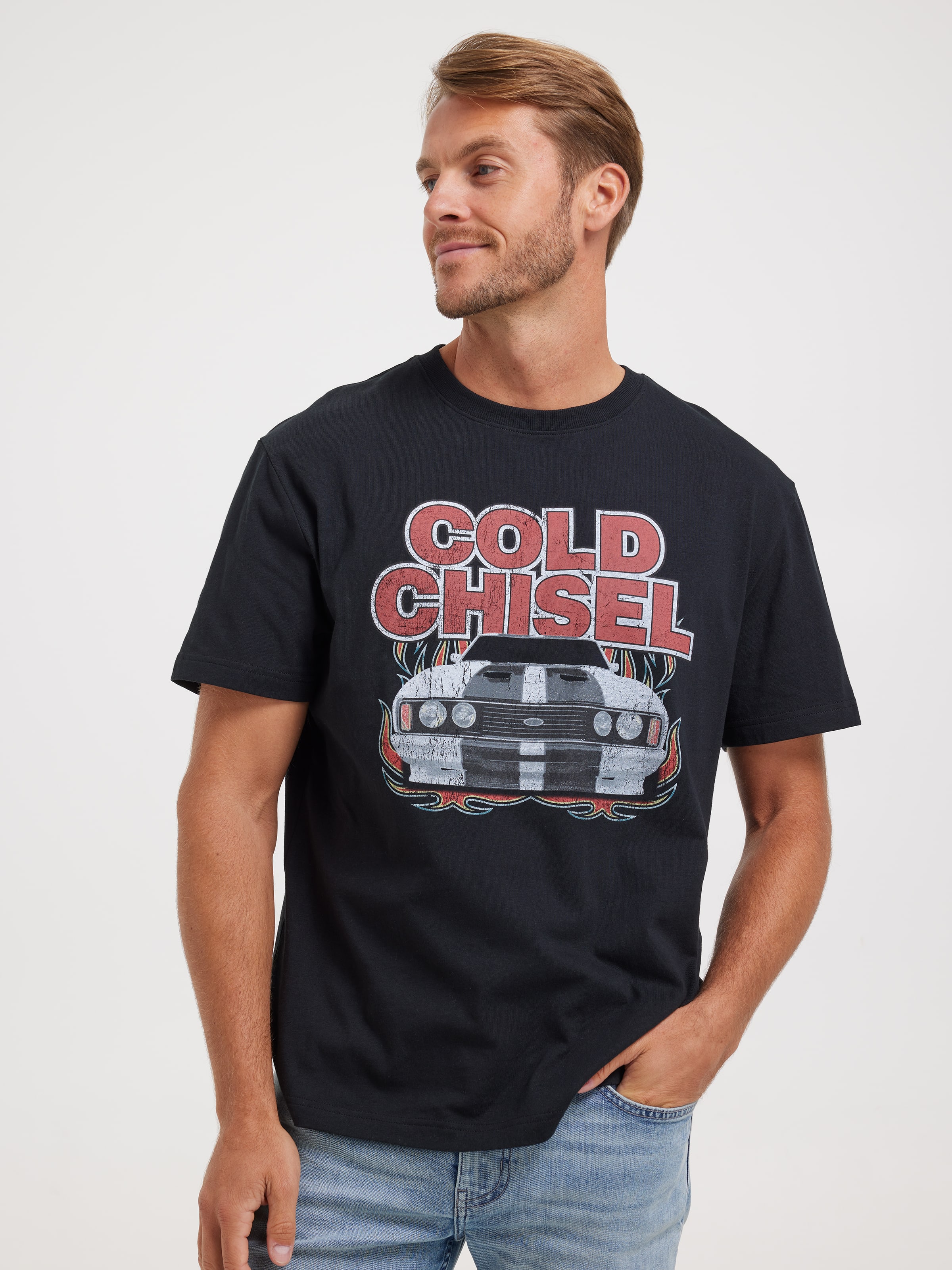 Short Sleeve License Cold Chisel Tee Black - Just Jeans Online
