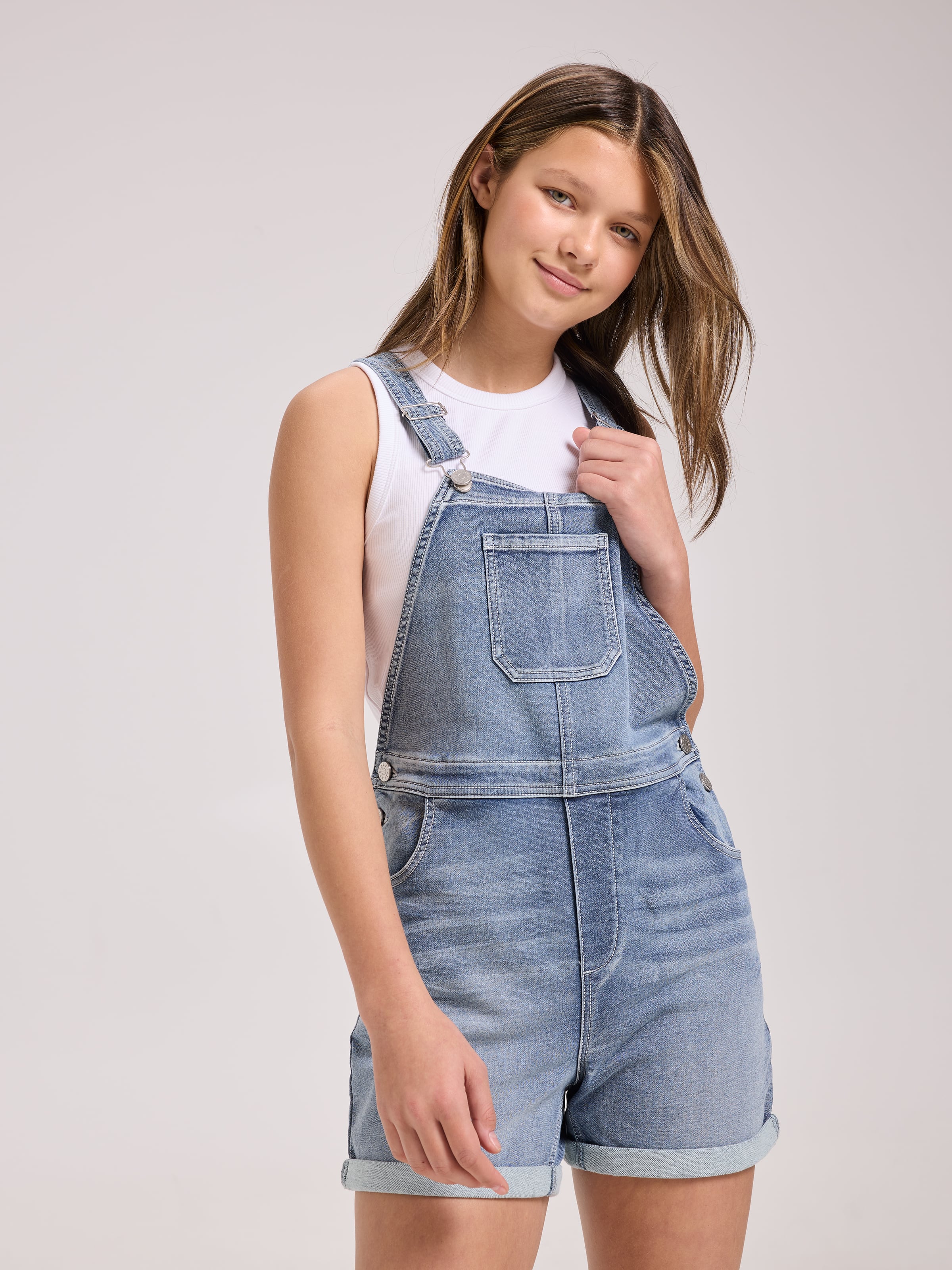 Girls Amaze Dungaree Short Dolphin - Just Jeans Online