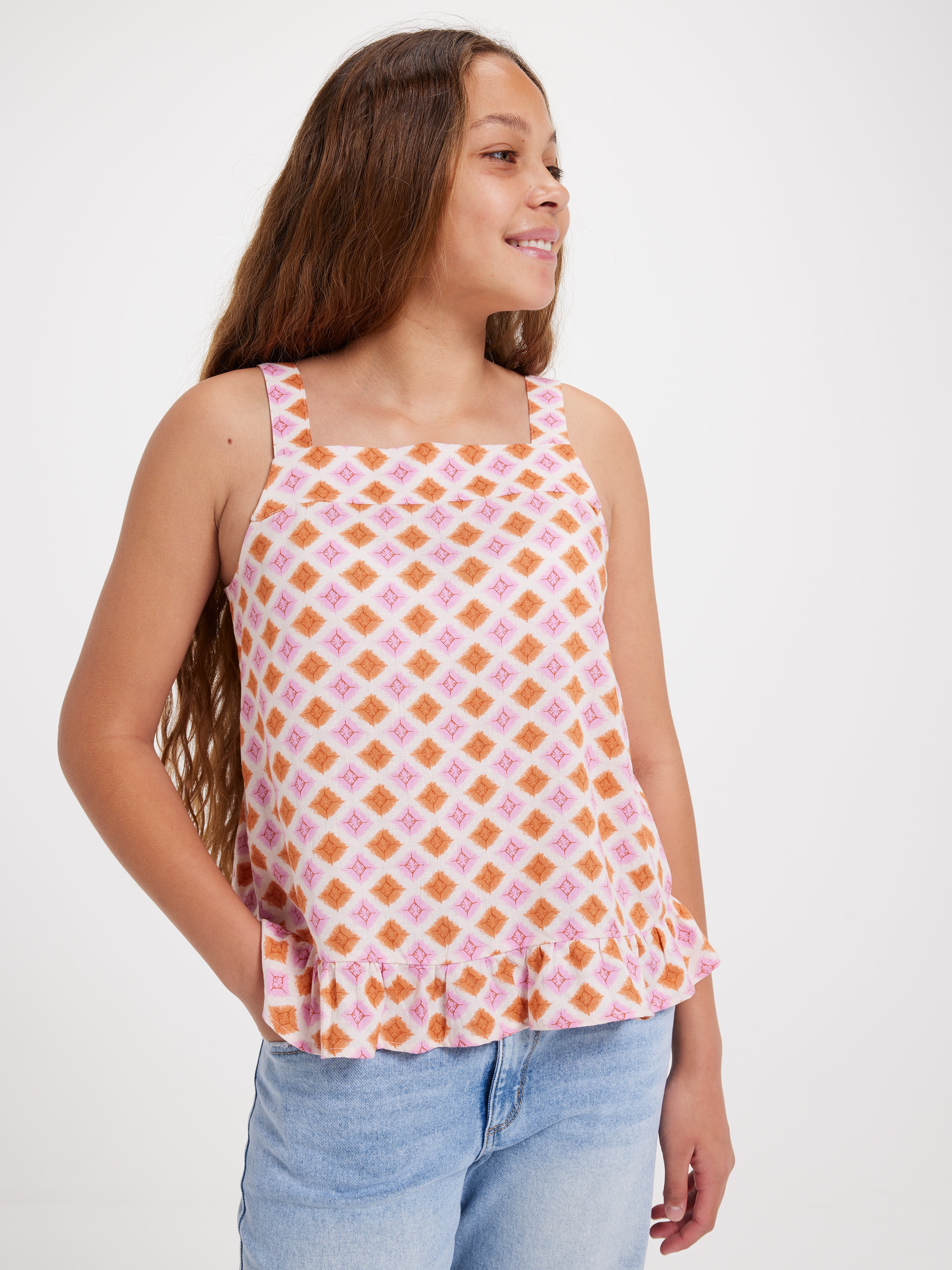 Girls Amelia Linen Blend Top - Just Jeans Online