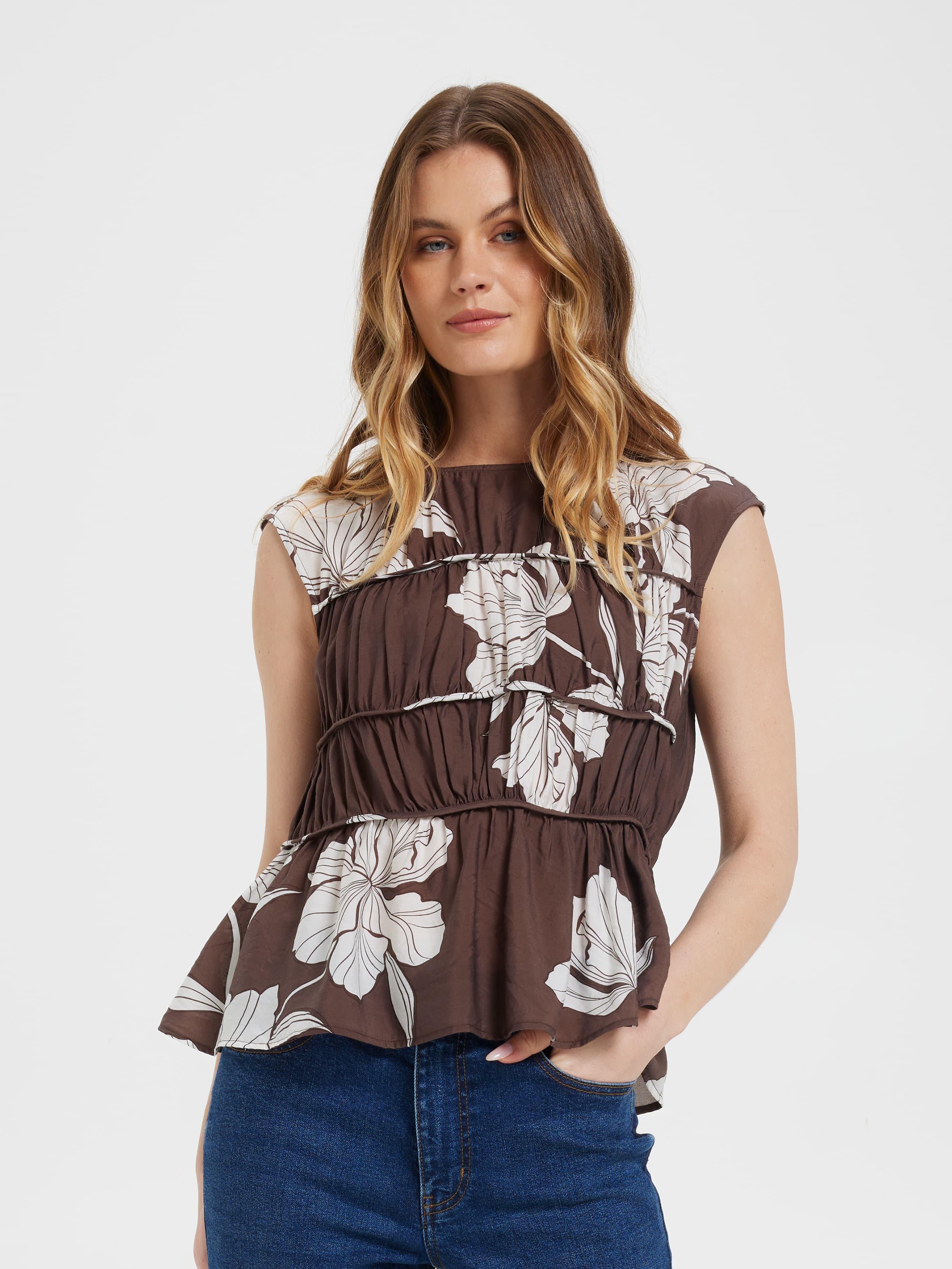 Molly Smocked Short Sleeve Top - Just Jeans Online