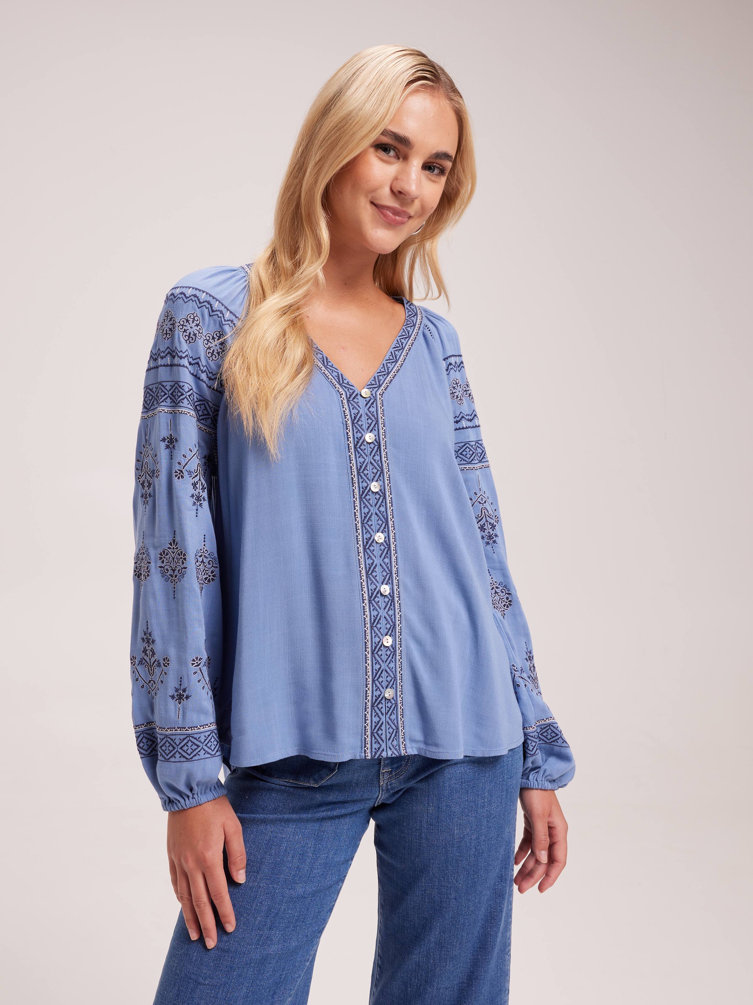 Rhea V Neck Blouse - Just Jeans Online