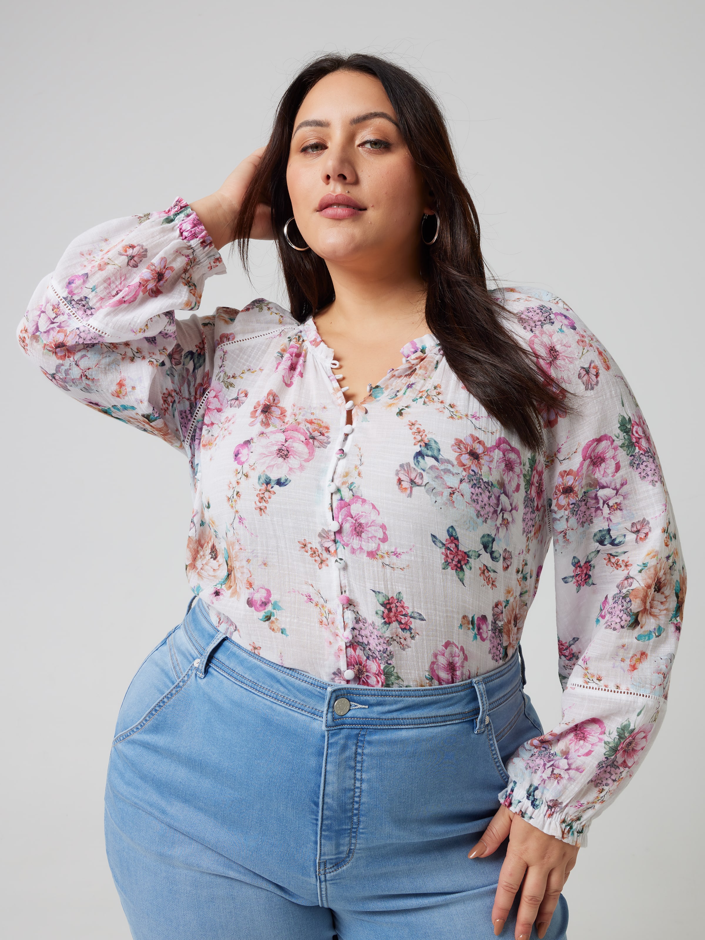 Curve Valerie Button Thru Blouse - Just Jeans Online