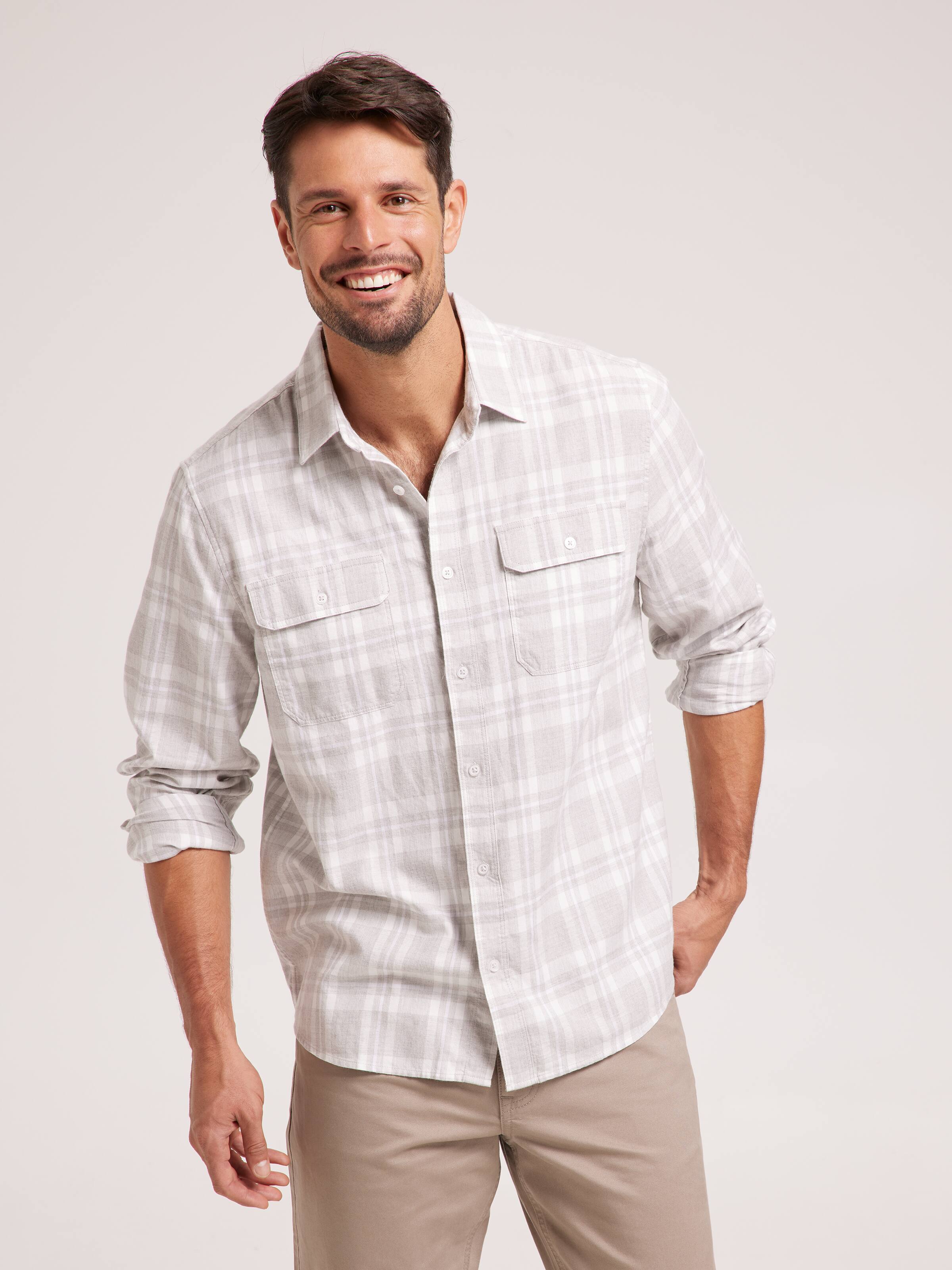 Long Sleeve Overshirt Twill Check - Just Jeans Online